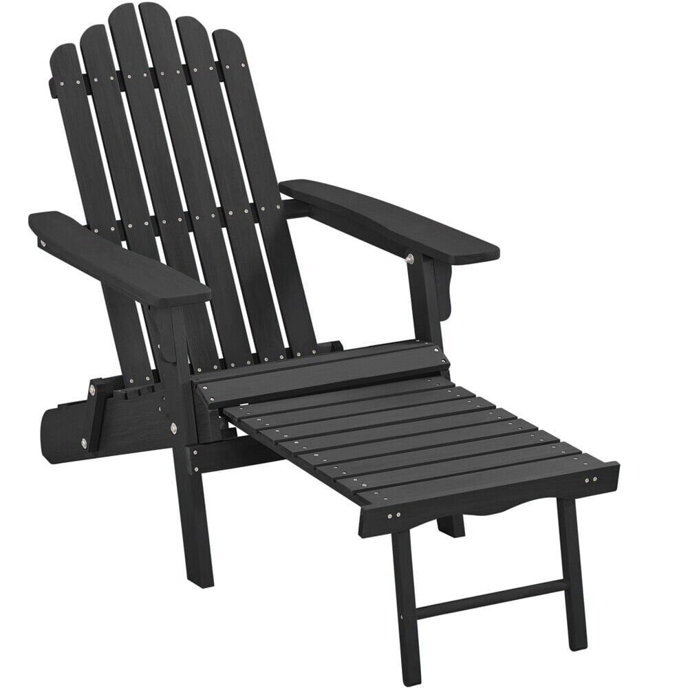 Spthe Wooden Folding Adirondack Chair with Retractable Ottoman, All ...