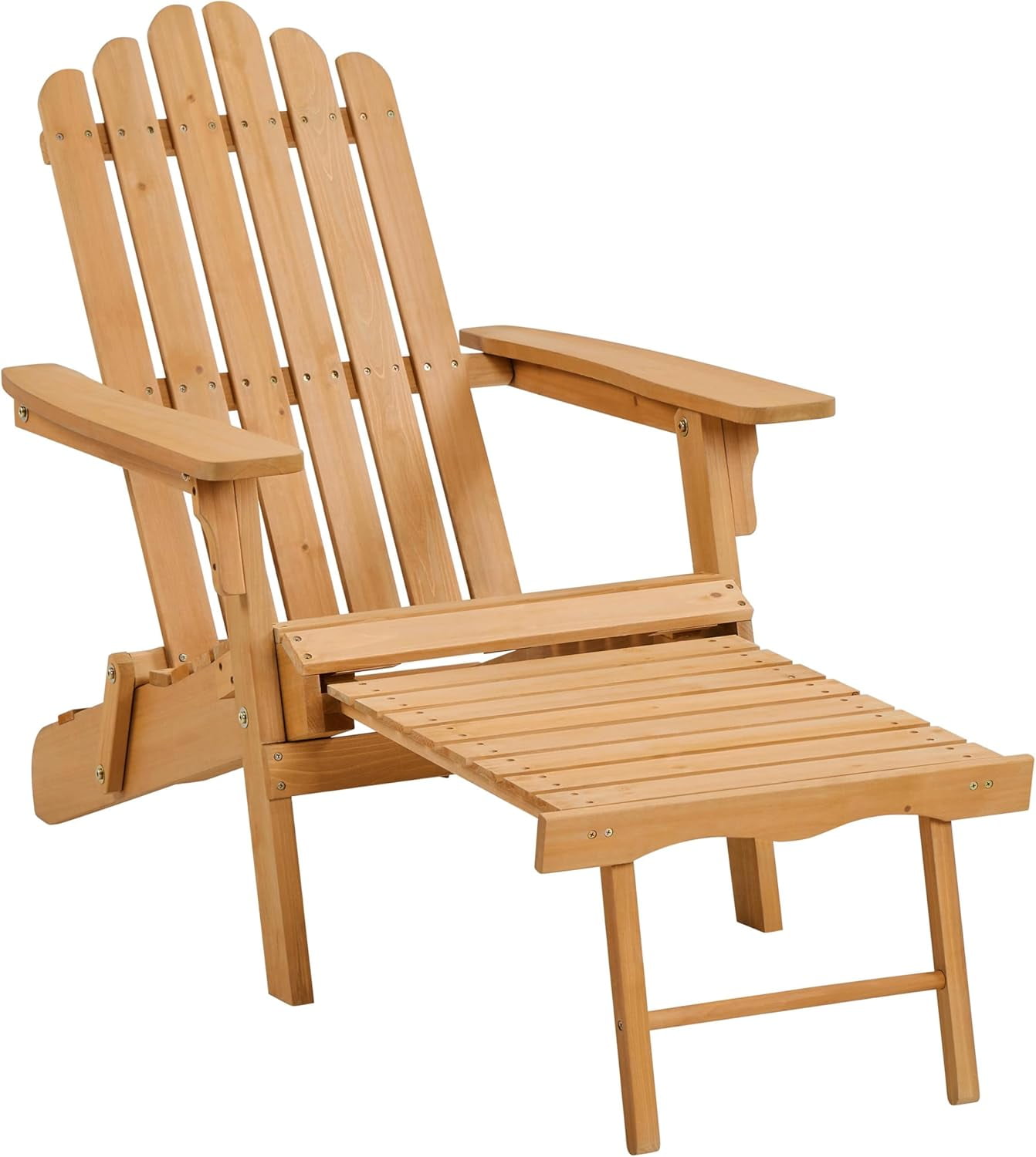 Spthe Wooden Folding Adirondack Chair with Retractable Ottoman, All ...