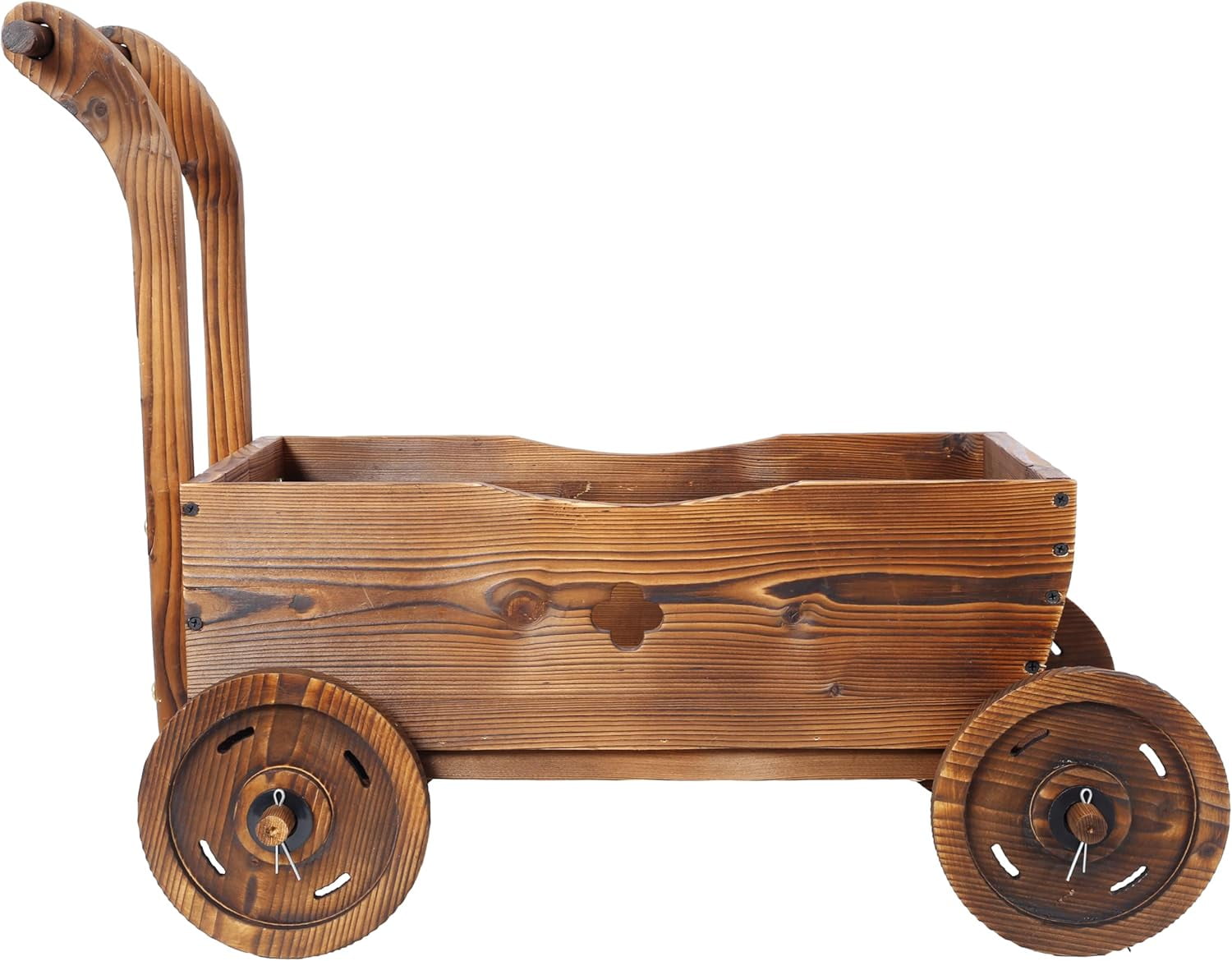 Spthe Wooden Garden Wagon Decor with Wheels, Mobile Garden Planter with ...