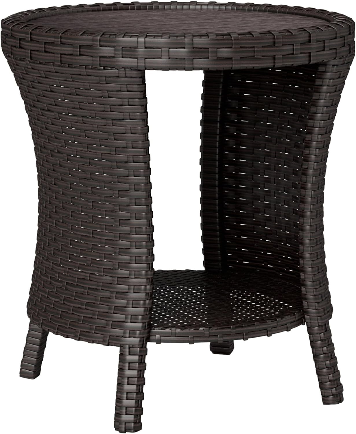 Sptwo 18" Outdoor Wicker Coffee Table, 2-Tier Patio Side Table with ...