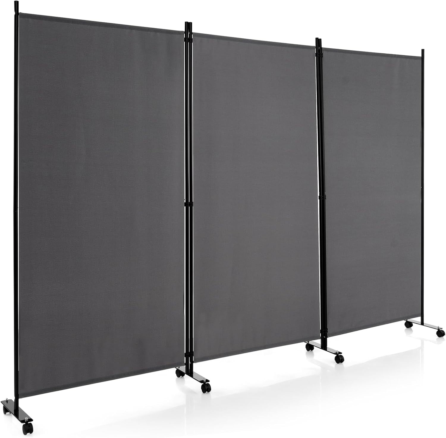 Sptwo 3 Panel Room Divider with Wheels, 103''W x 71''H Folding Privacy ...
