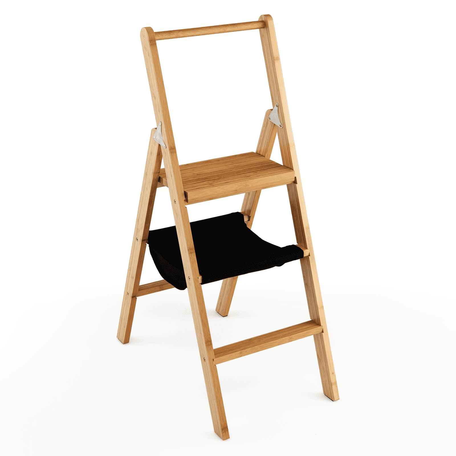 Sptwo | 3 Step Ladder, 100% Bamboo Folding Step Stool with Handrail ...
