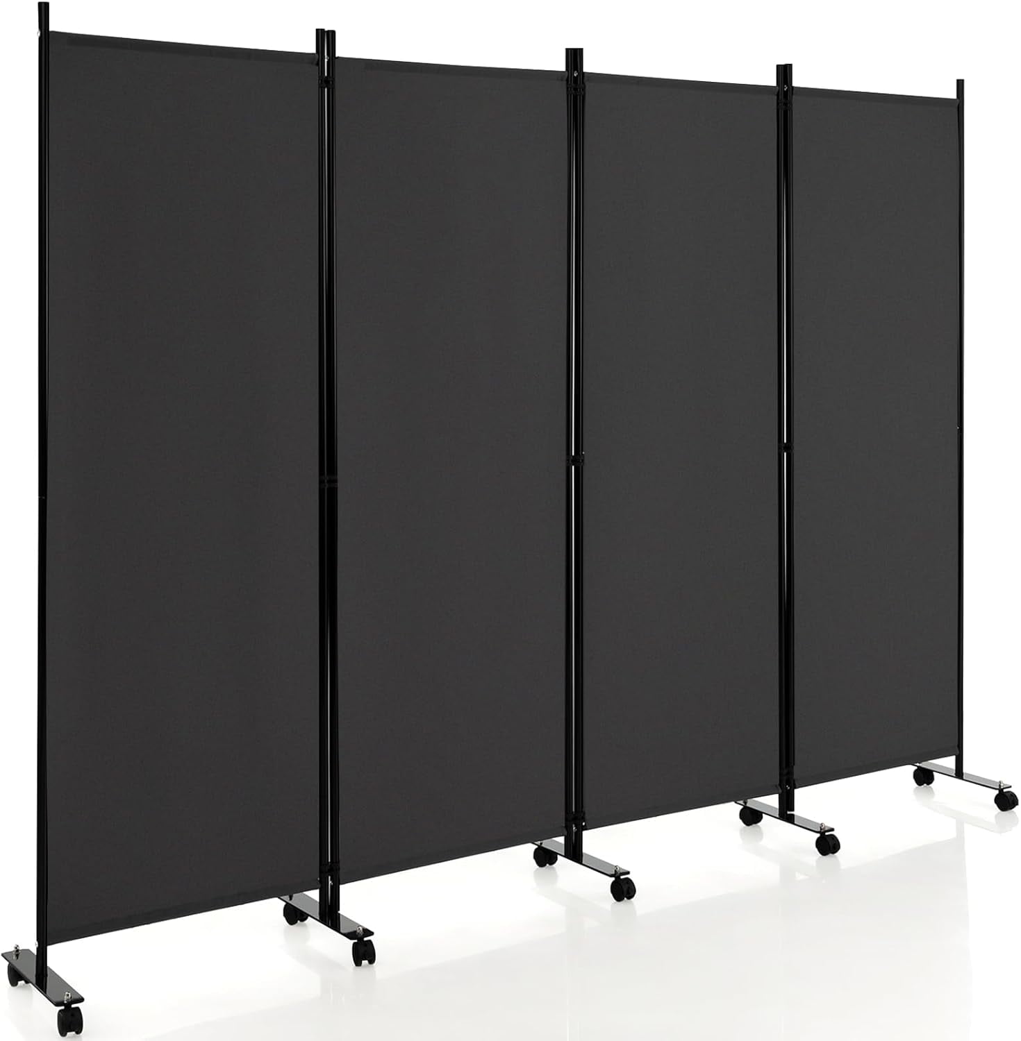 Sptwo 4 Panel Room Divider, Folding Privacy Screen with Lockable Wheels ...