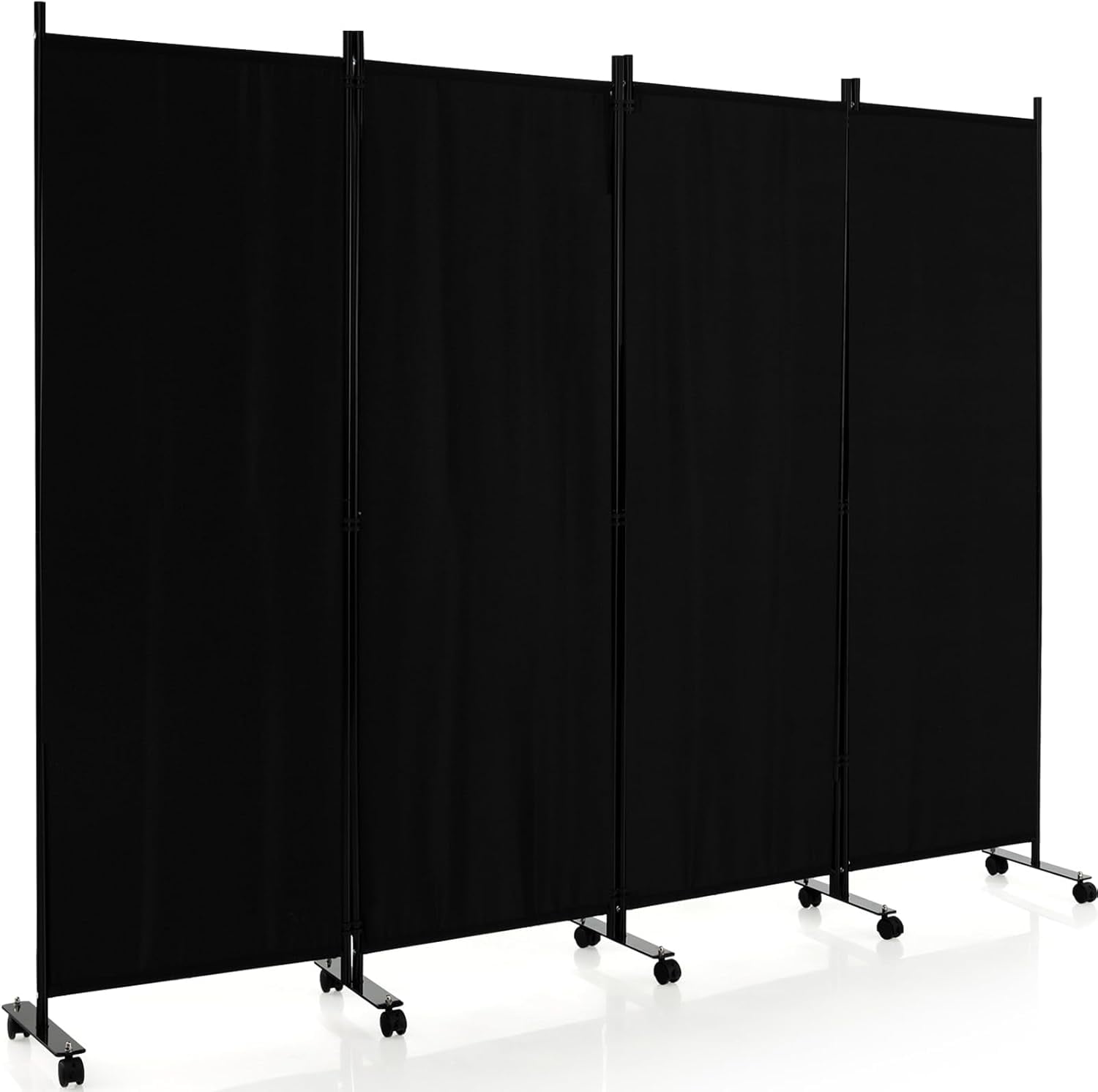 Sptwo 4 Panel Room Divider, Folding Privacy Screen with Lockable Wheels ...