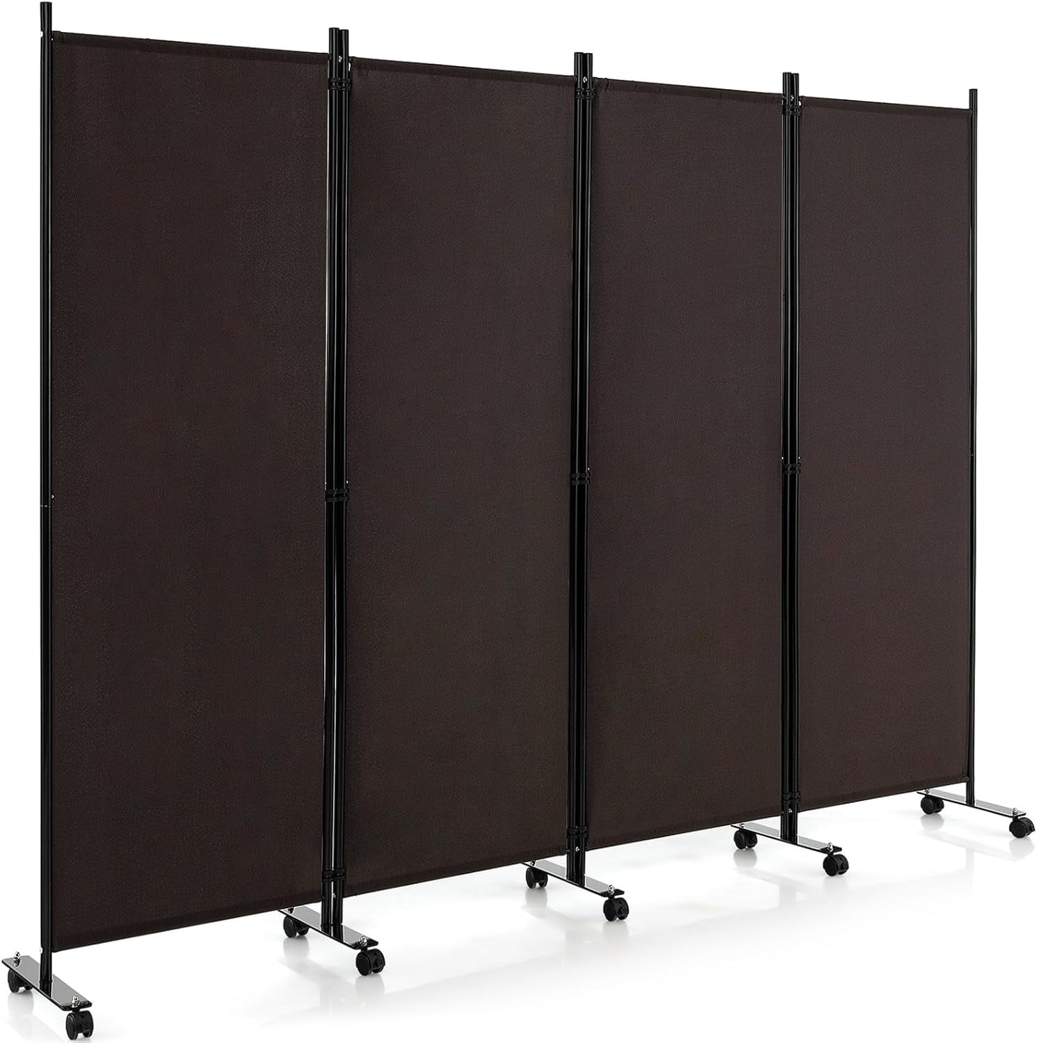Sptwo 4 Panel Room Divider, Folding Privacy Screen with Lockable Wheels ...