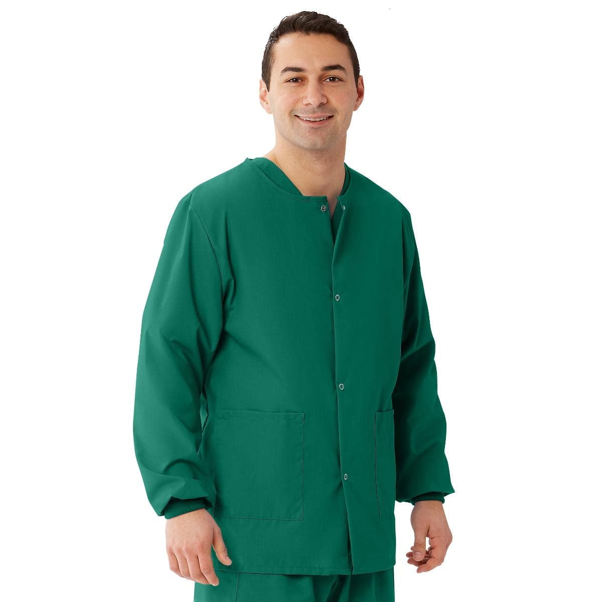 Sptwo AngelStat Unisex Snap-Front Warm-Up Scrub Jacket, Emerald, Size X ...