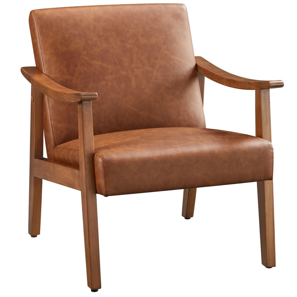Sptwo | Fabric Accent Chair, Mid-Century Modern Armchair with Solid Wood Legs, Reading Leisure ...