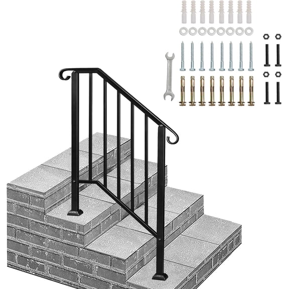 Ktaxon Handrail for Stairs Fits 1-4 Step Stair Railing Handrail for ...