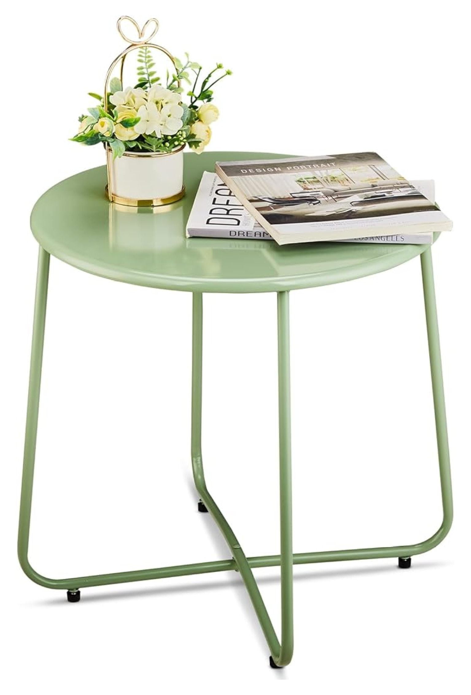 Sptwo Indoor and Outdoor Side Table, Small Patio Side Table, Metal ...