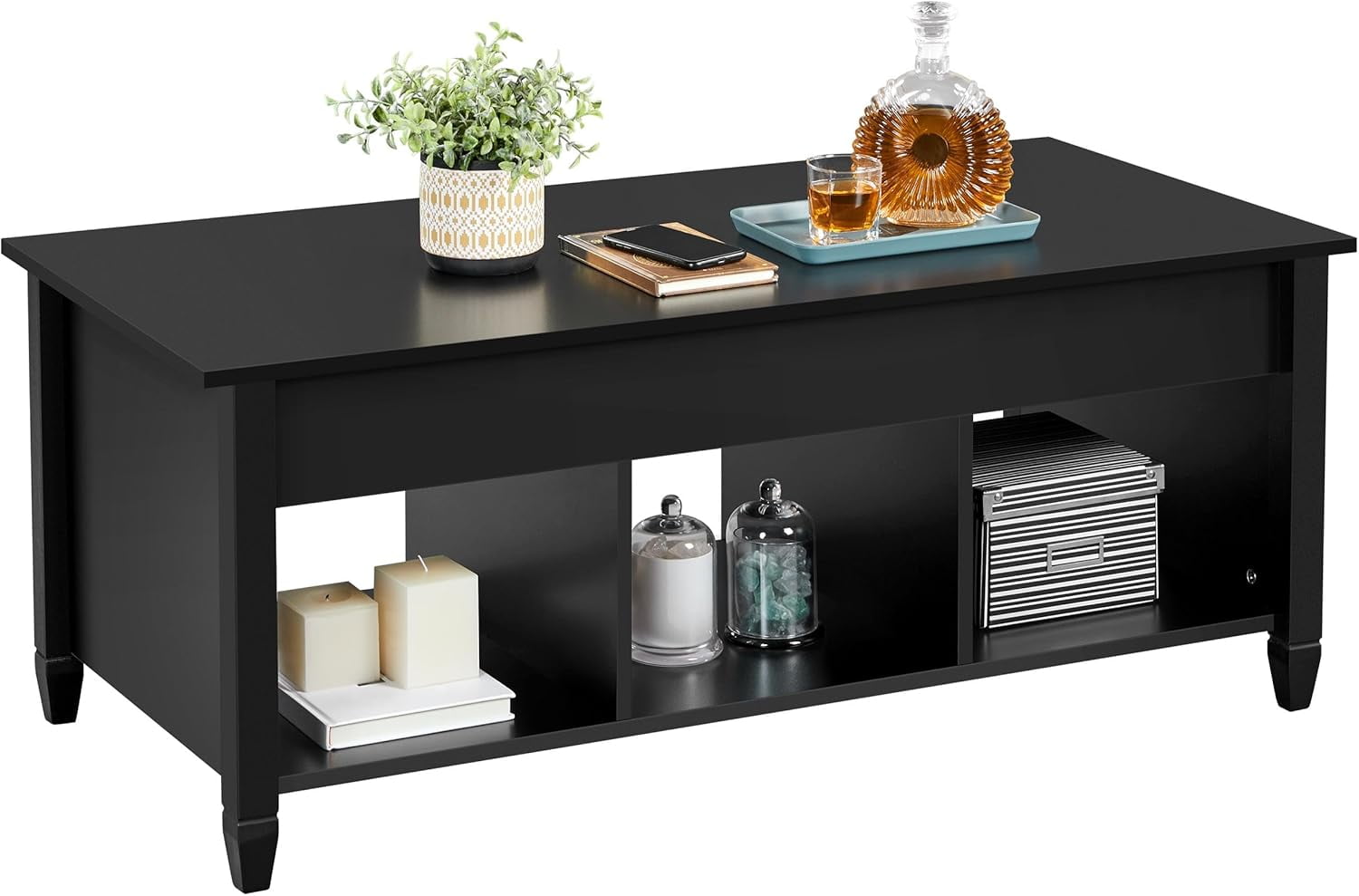 Sptwo Lift Top Coffee Table w/Hidden Storage & Shelves, Lifting Pop-Up ...
