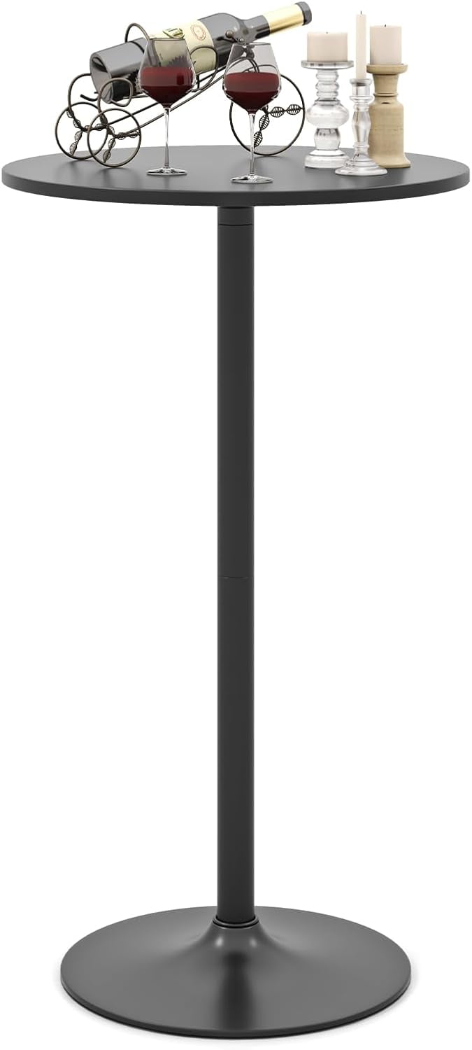 Sptwo Round Bistro Table, Height Adjustable Bar Height Cocktail Table ...