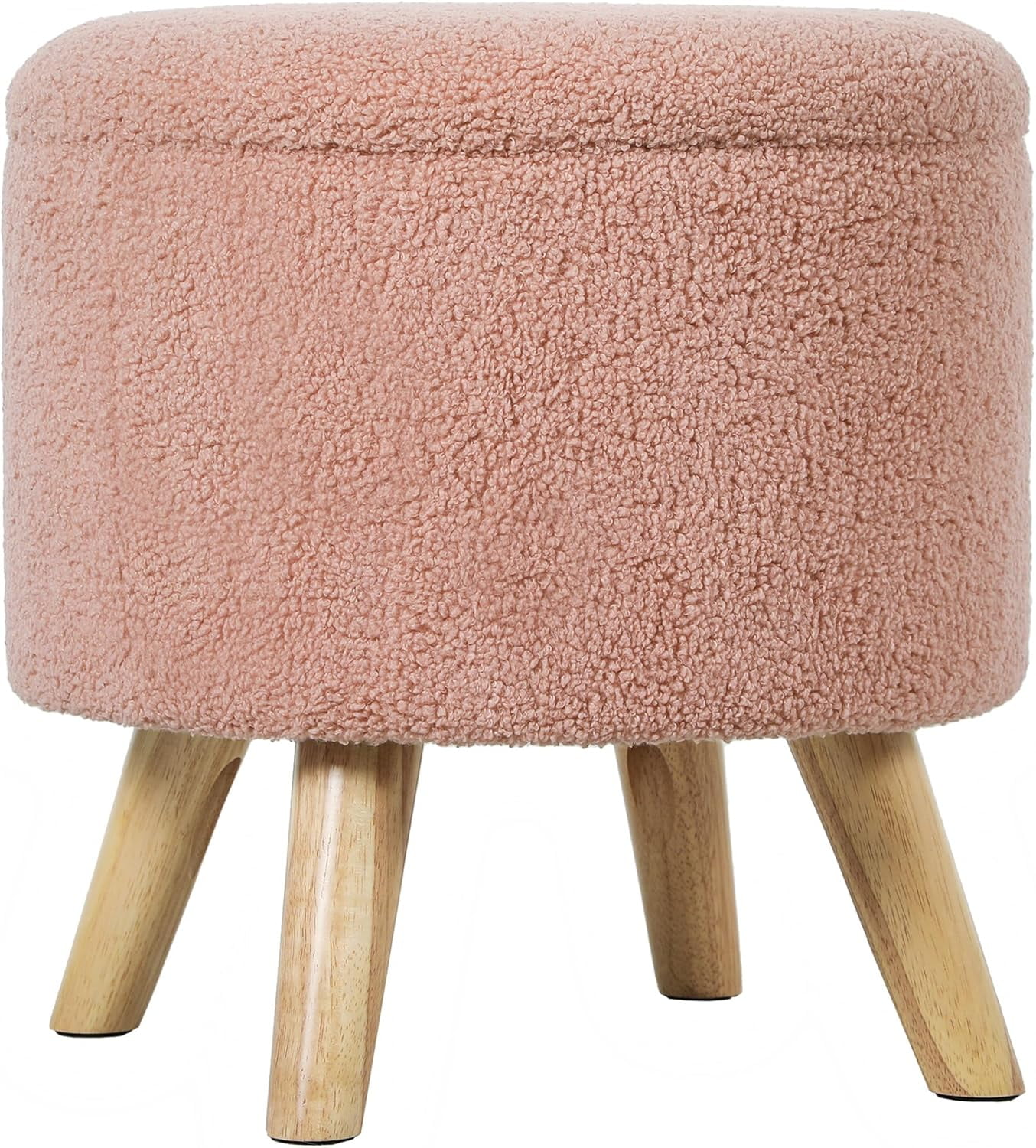 Sptwo Round Storage Ottoman, Linen Fabric Foot Stool with Removable Top ...