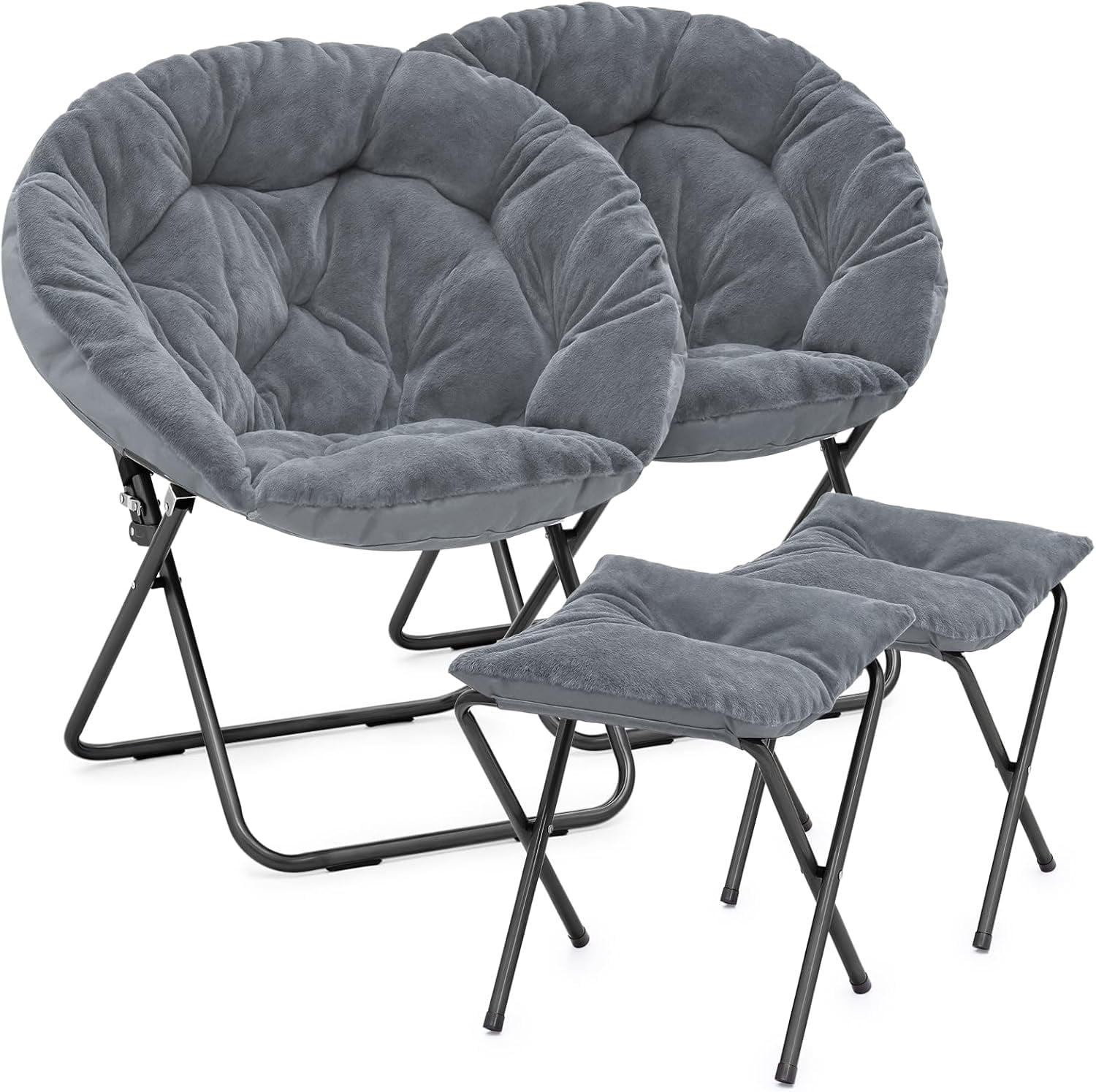 Sptwo Saucer Chair with Ottoman, Oversized Folding Reading Chair for ...