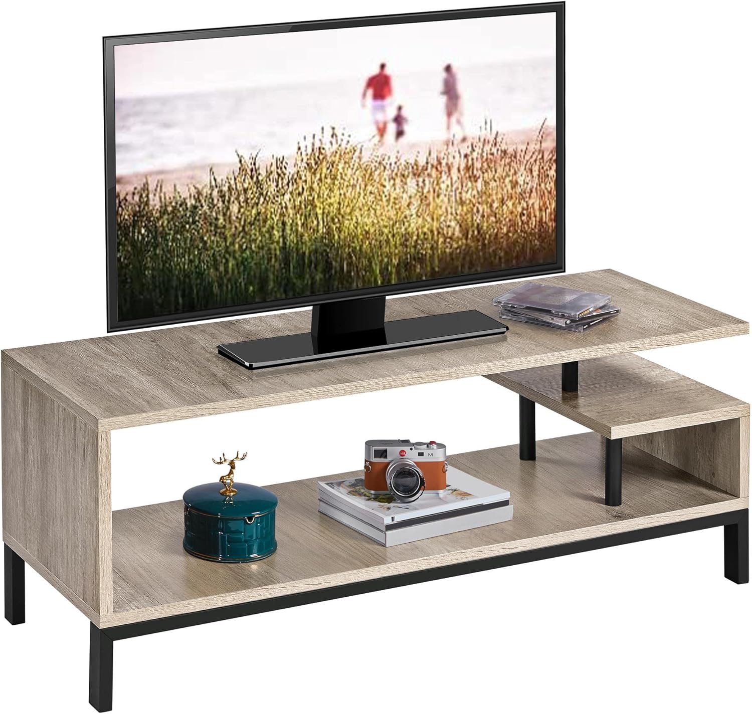 Sptwo Small TV Stand for TVs up to 50 Inch, Wood Entertainment Center ...