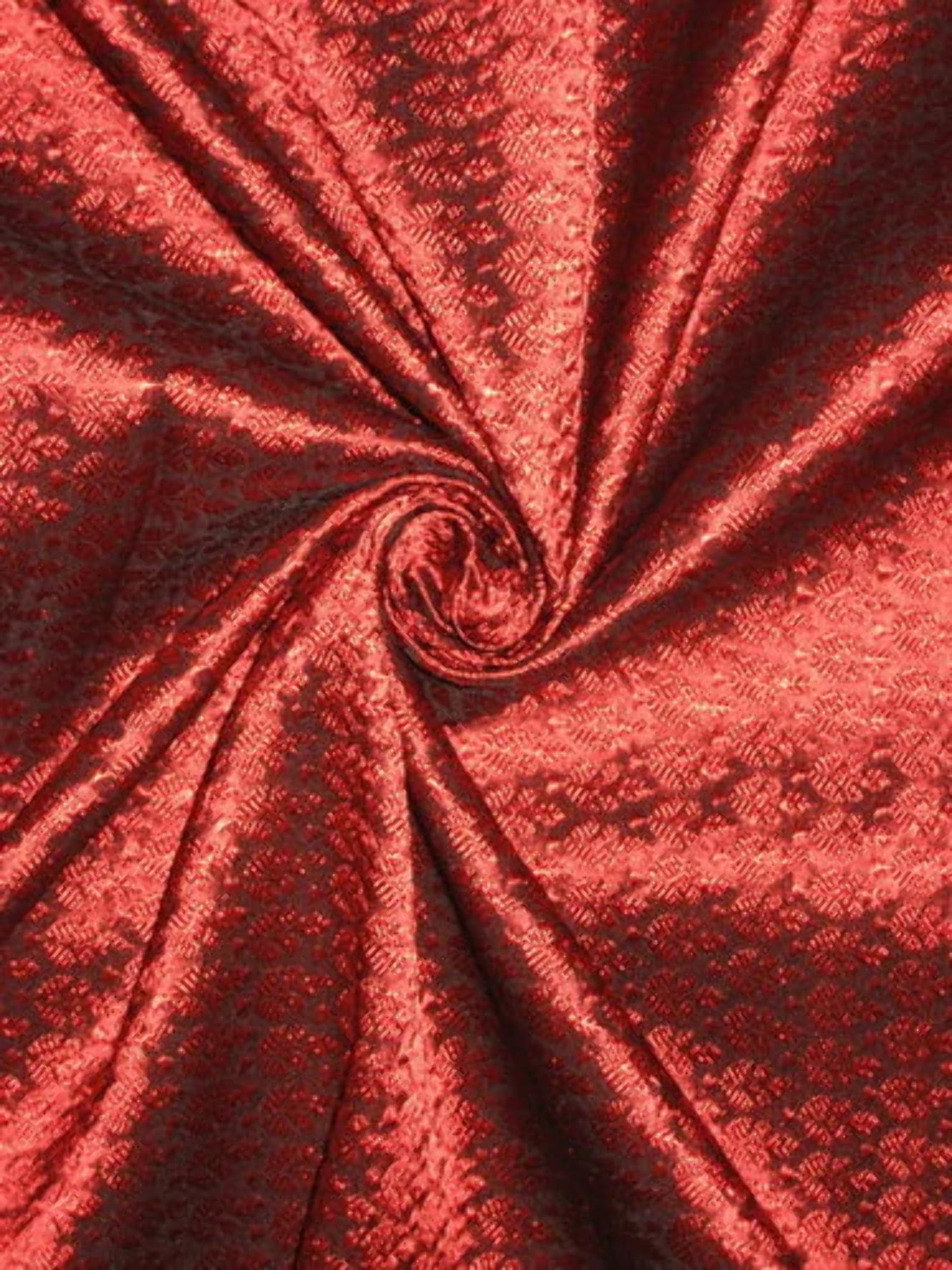 Spun Silk Brocade fabric Deep Red Color 44" wide BRO128[4] - Walmart.com