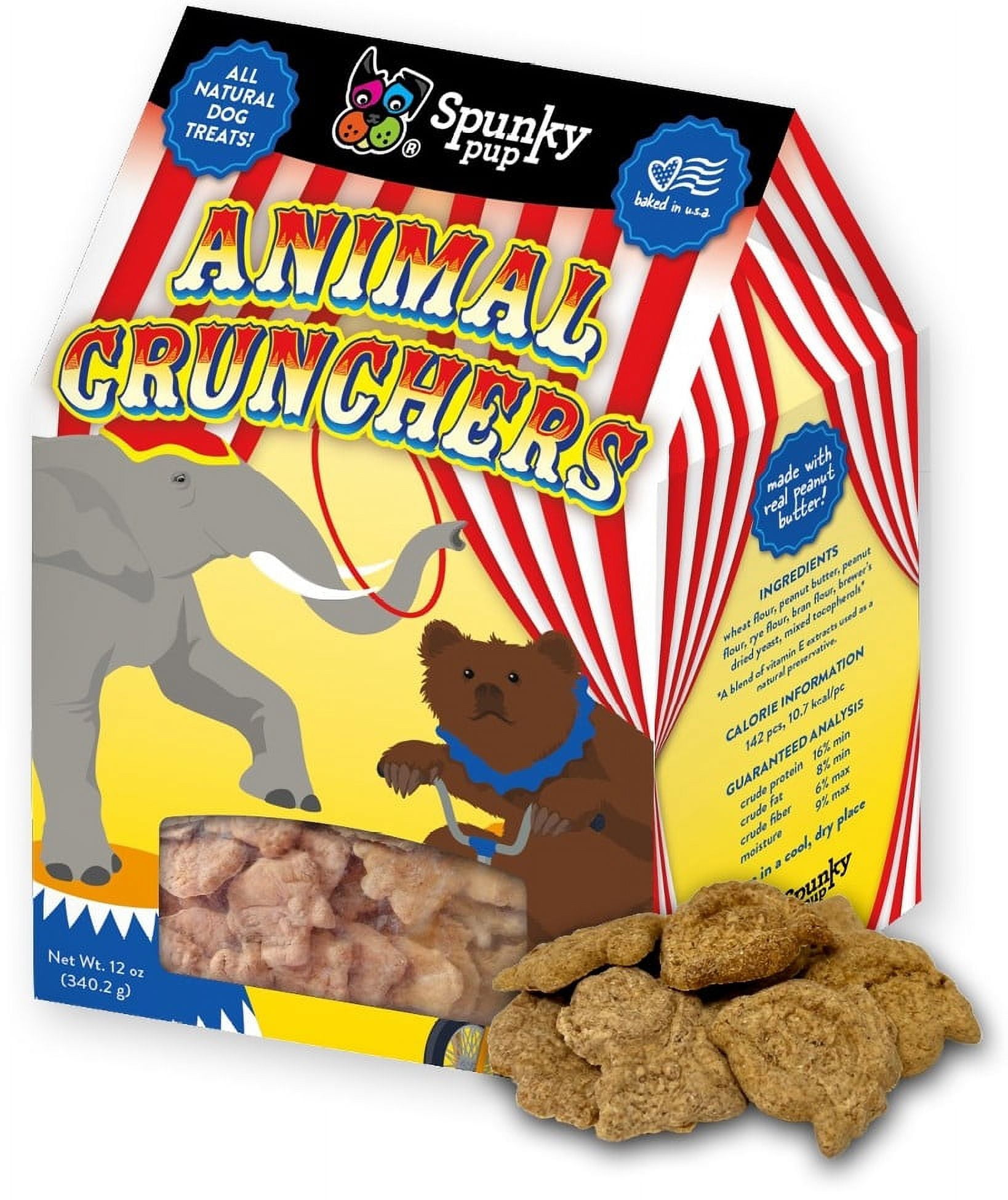 Spunky Pup Animal Crunchers All Natural Dog Biscuit Treat Peanut Butter ...