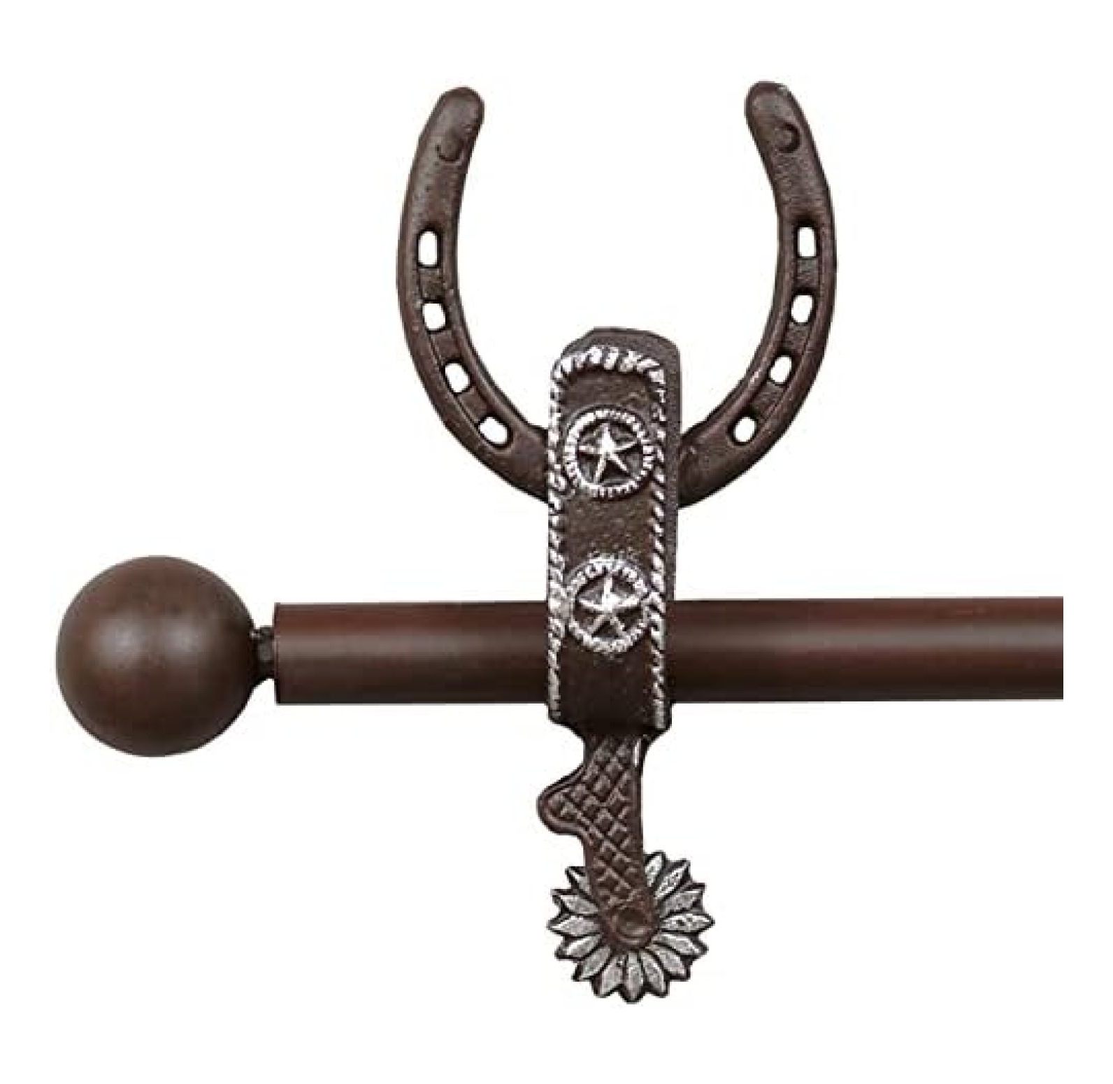 Spur Curtain Rod & Rod Holders - Western Window Hardware Set with ...