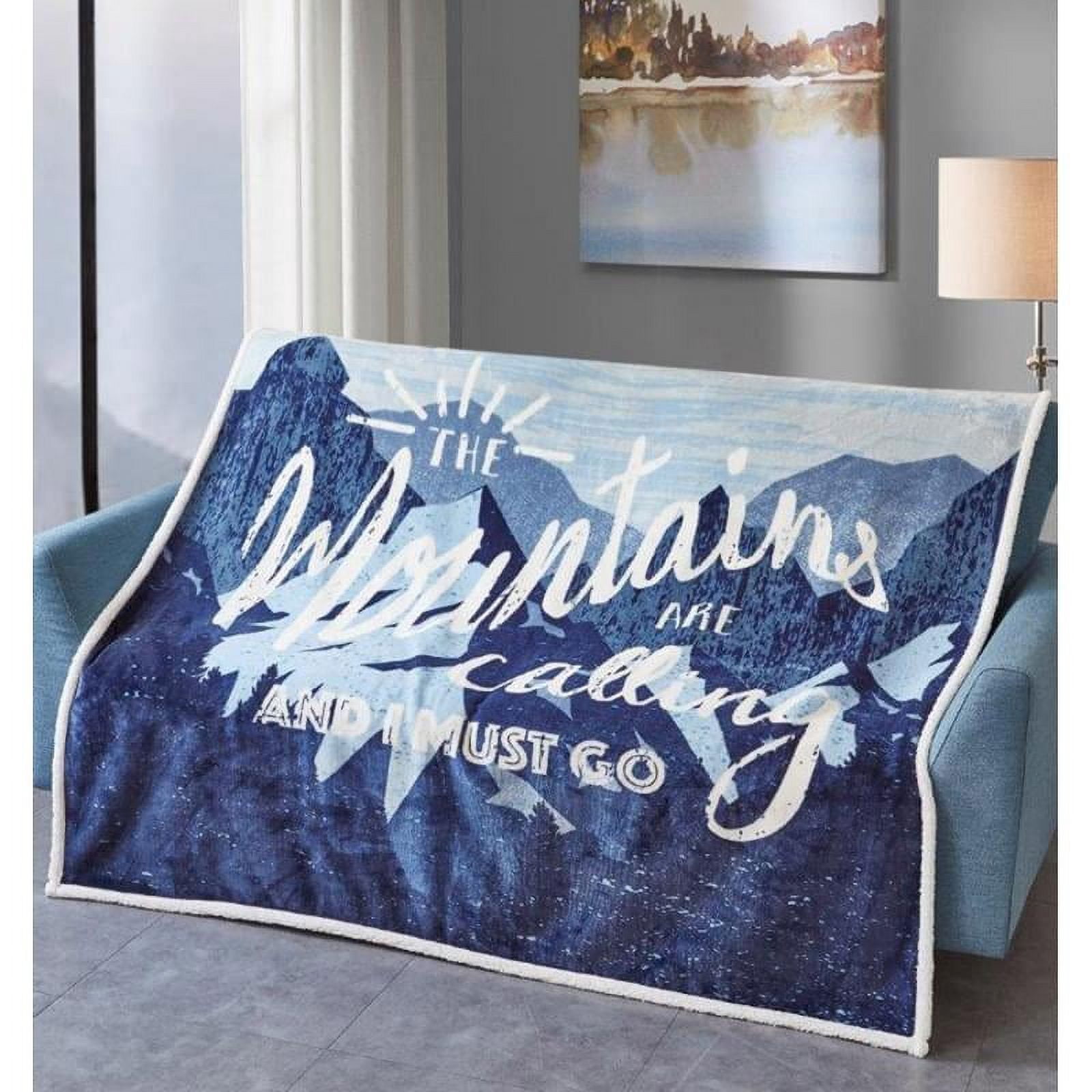 Spura Home Pictorial Mountain Calling Blue Transitional Quilted Throw ...