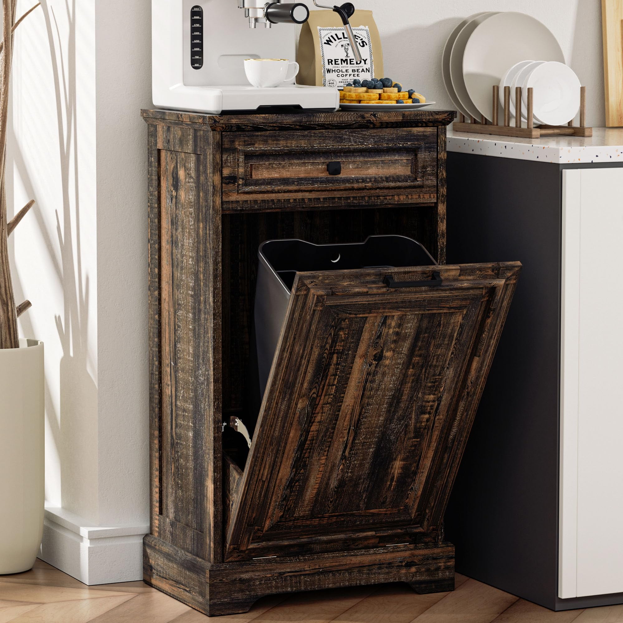 Spurgehom 13 Gallons Tilt Out Trash Cabinet Free Standing Kitchen Trash ...