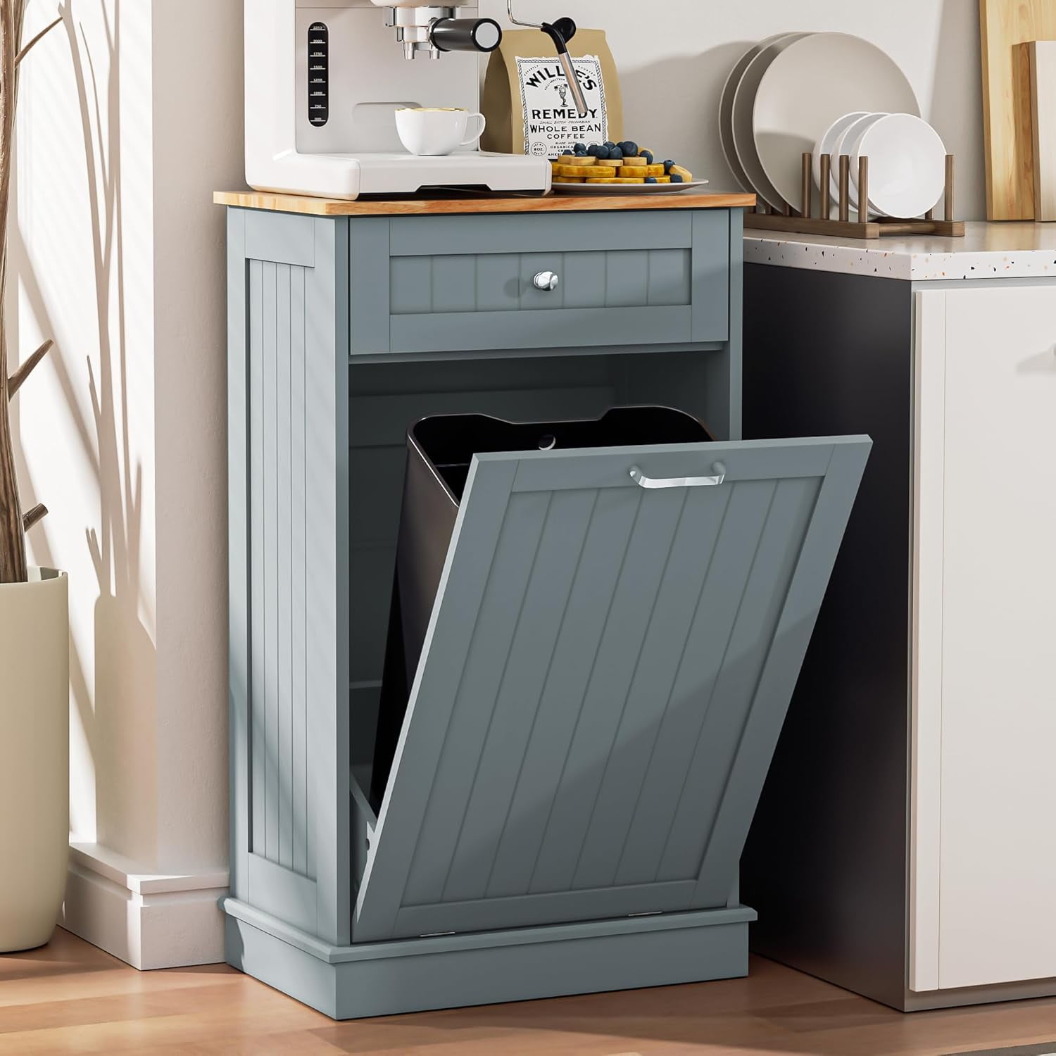 Spurgehom 13 Gallons Tilt Out Trash Cabinet Kitchen Waste Bins Free ...