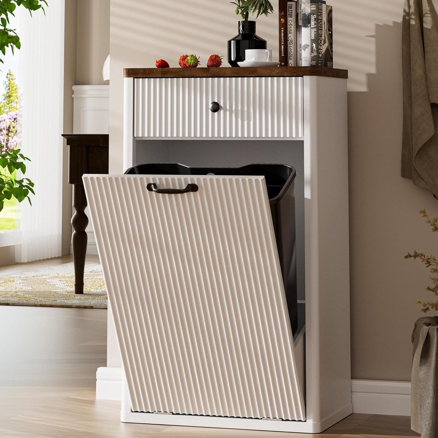 Spurgehom 13 Gallons Tilt Out Trash Can Cabinet Hidden Kitchen Waste ...