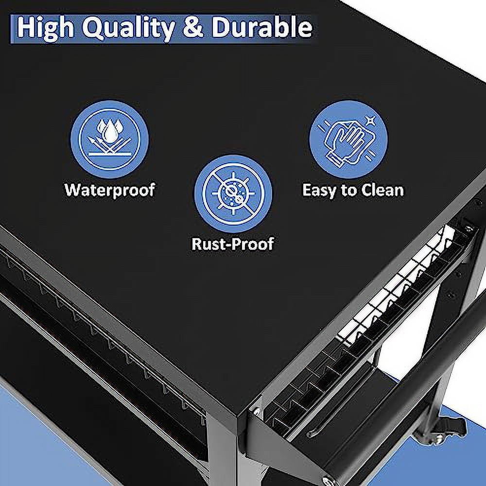 Spurgehom Grill Cart, Pizza Oven Stand Table with Wheels Dining Cart ...