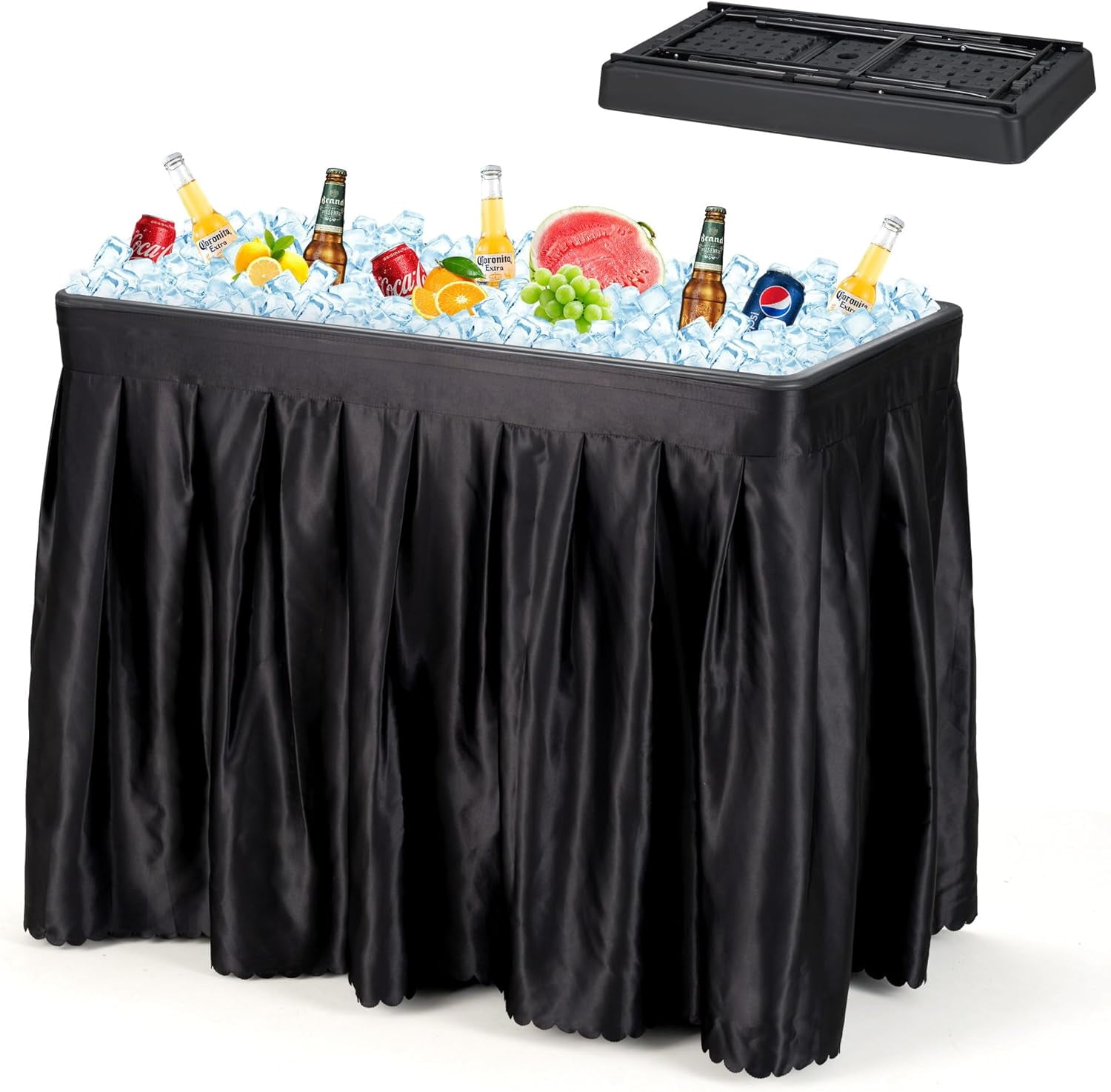 Spurgehom Outdoor Ice Cooler Table with Drain, Folding Table with ...