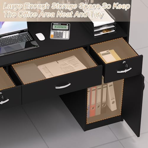 Spurgehom Reception Desk with Counter, Modern Front Table Equipped ...