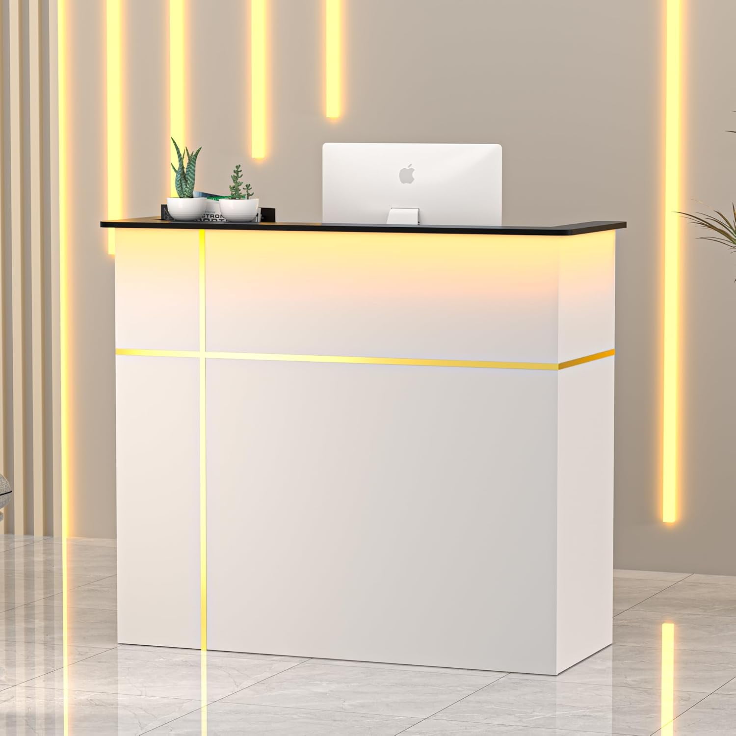Spurgehom Reception Desk with Counter, Modern Front Table Equipped ...