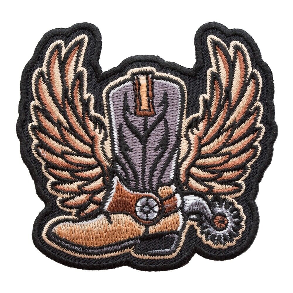 Spurred Boot And Wings Patch, Winged Patches, small and suitable for ...