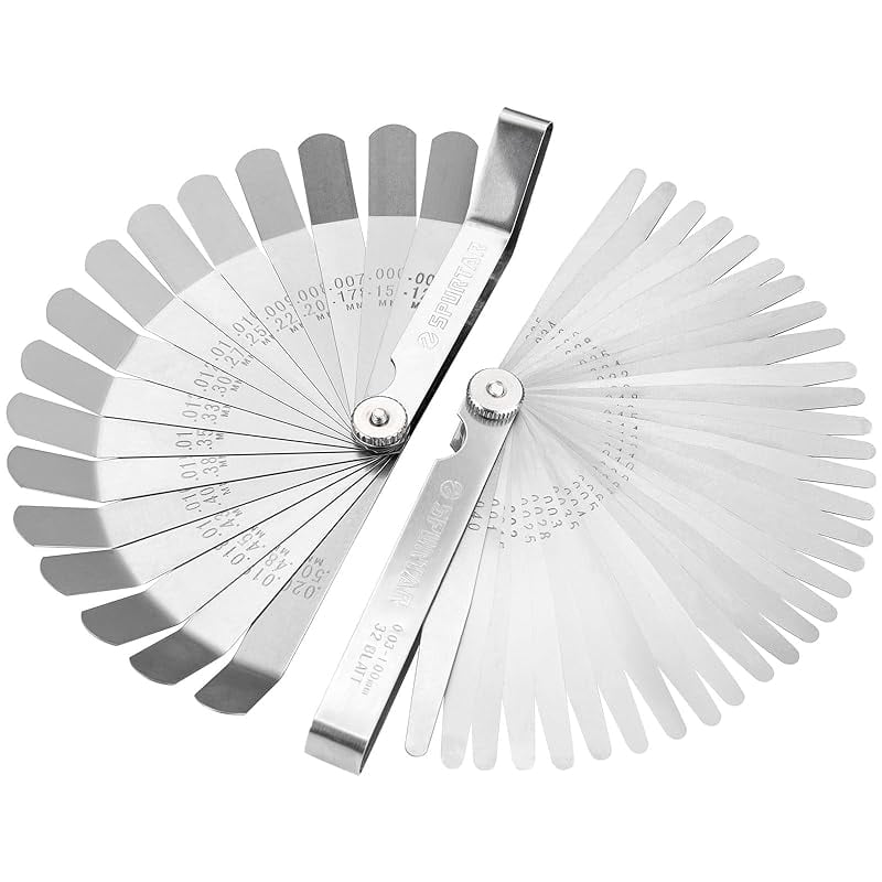 Spurtar Feeler Gauge Set Stainless Steel, 32 Blades Tapered and 16 Blades Offset Filler Gauge ...