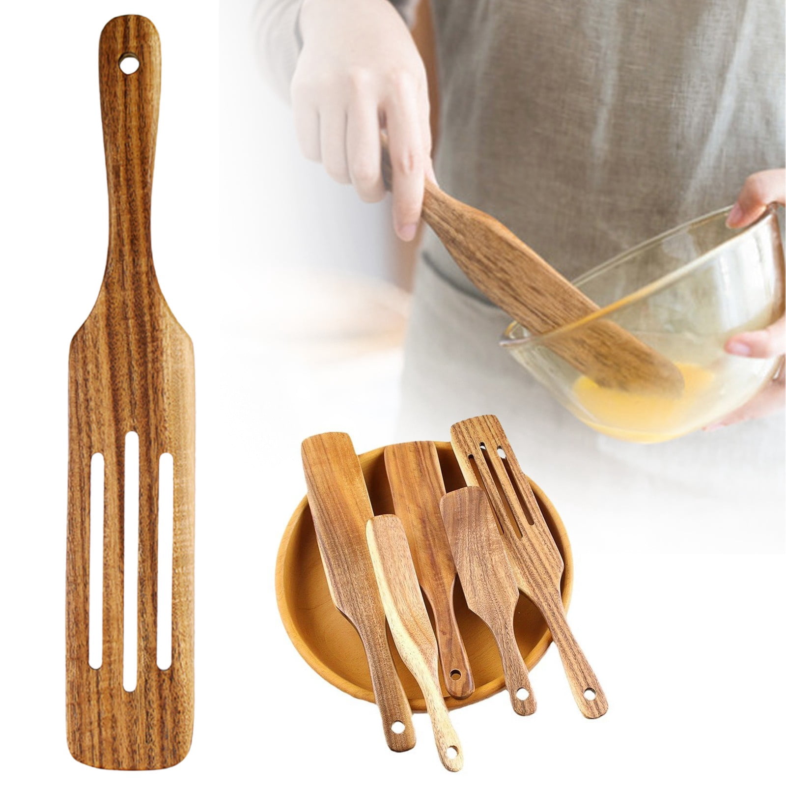 Spurtle Spatula Slender Long Handle Wooden Mixing Stick For Jars Dough ...