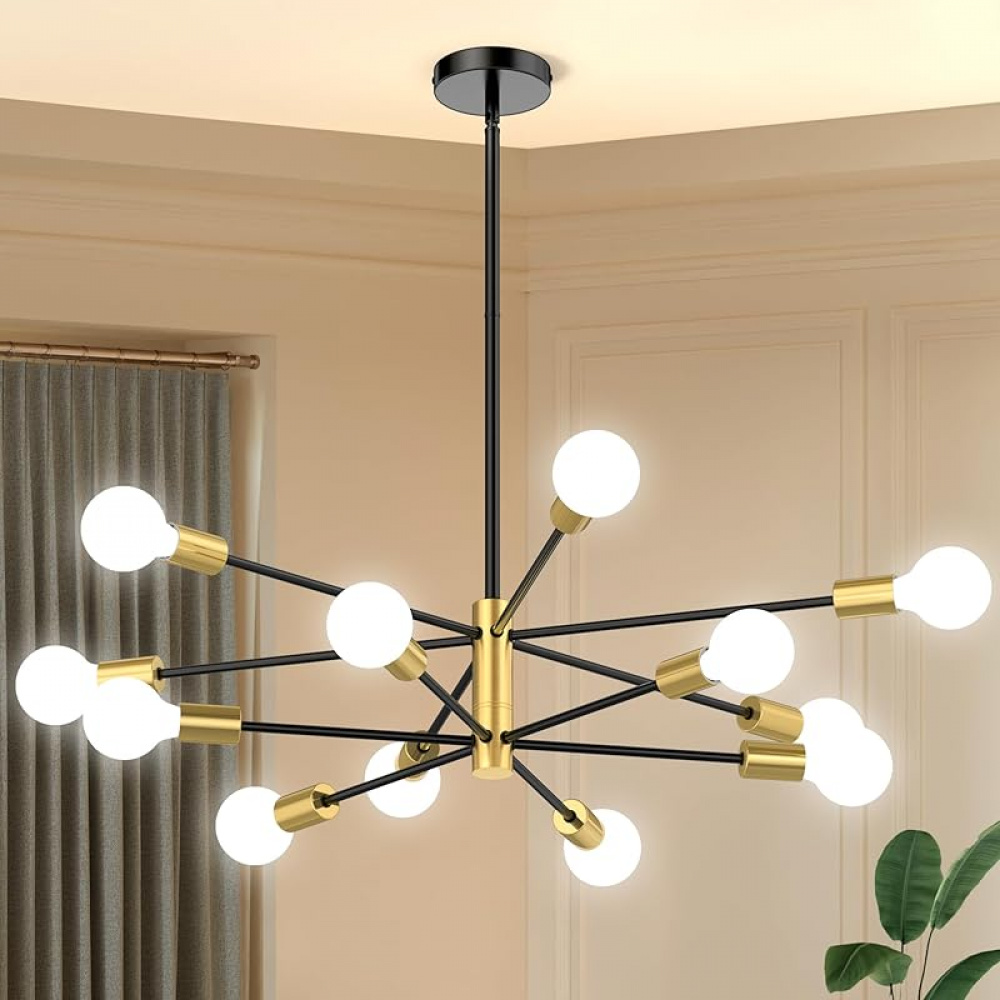Sputnik Chandelier 12-Light, Mid Century Modern Height Adjustable ...