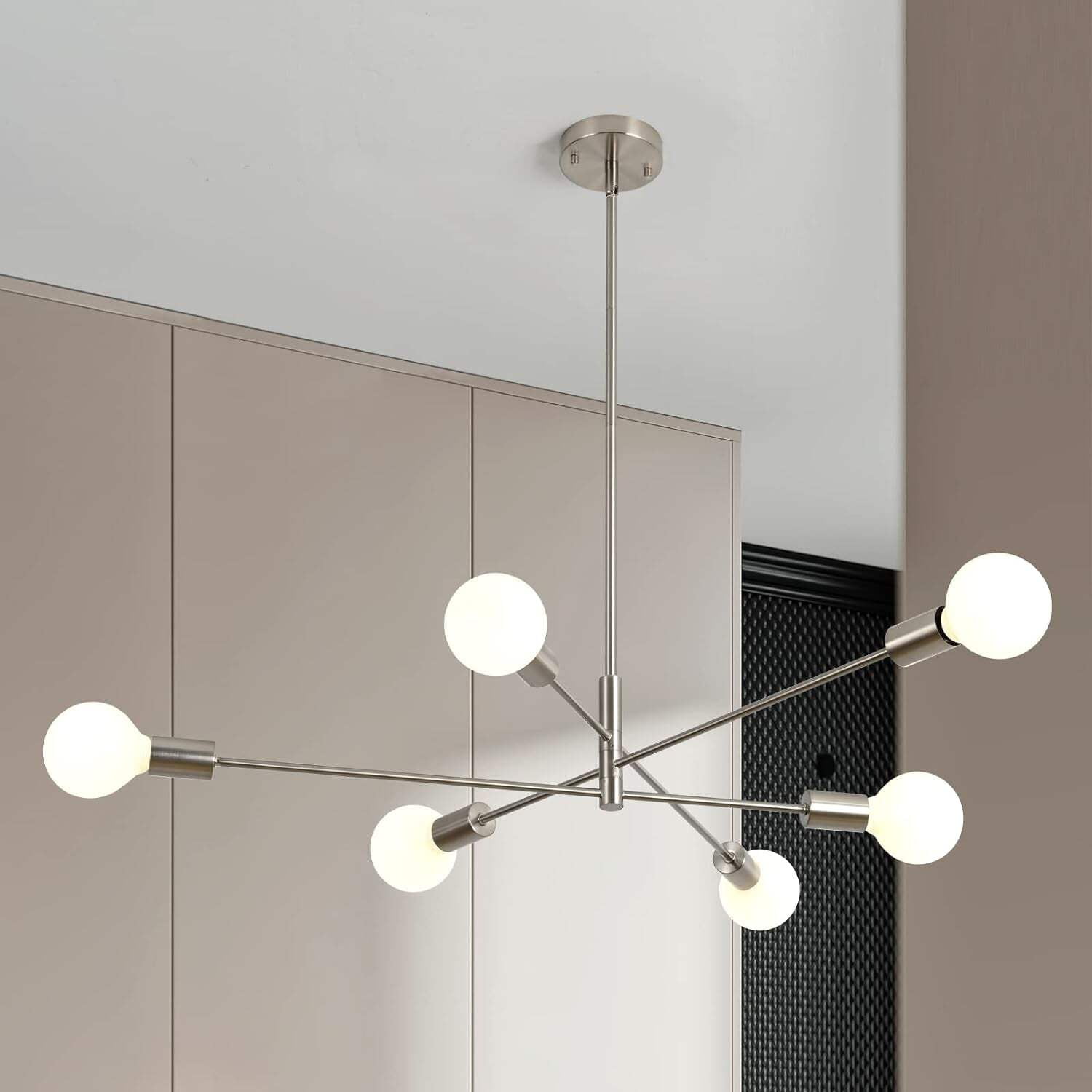 Sputnik Light Fixture,6-Light Black Sputnik Chandelier over Table,Mid ...