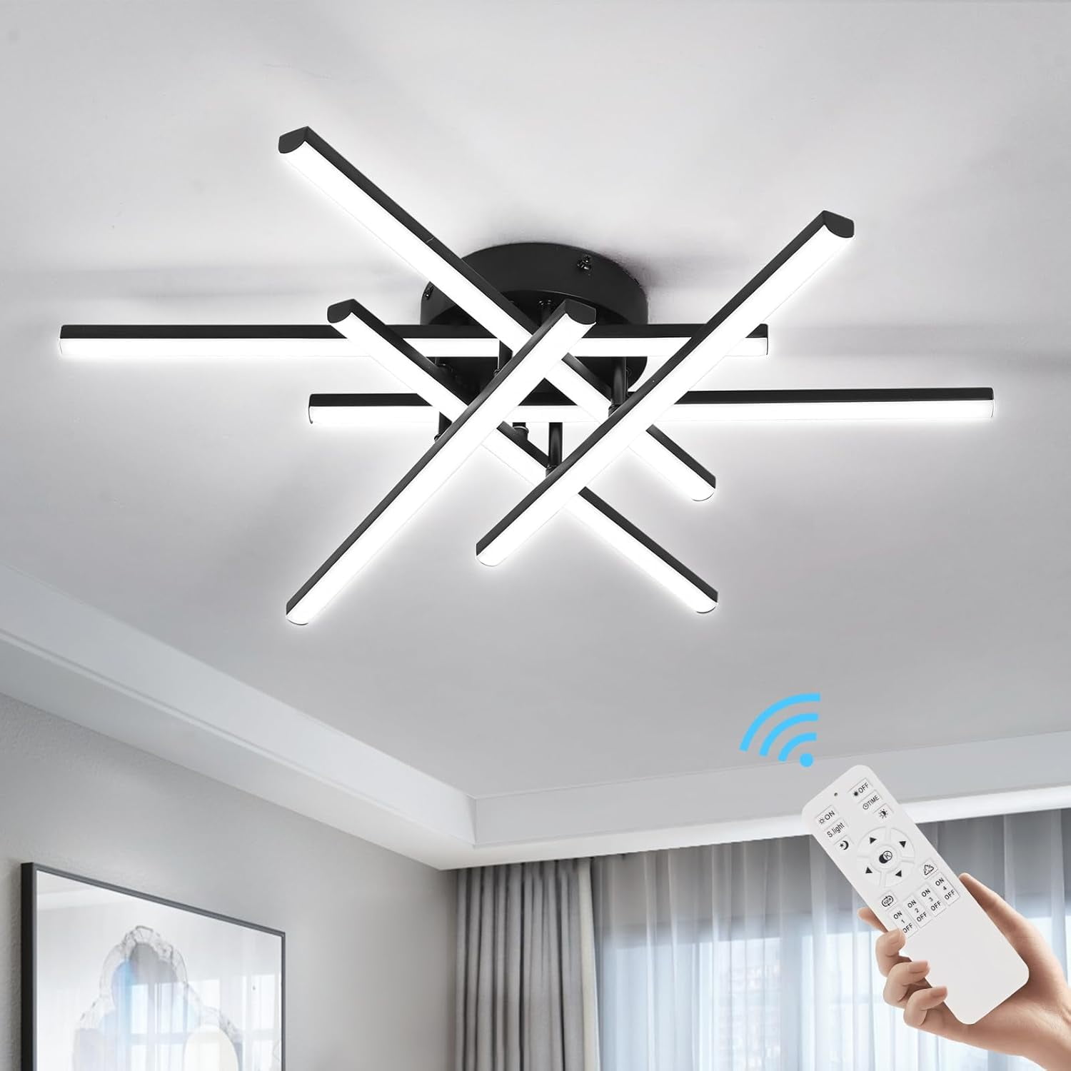 Sputnik Modern Led Ceiling Light,50W LED Dimmable with Remote Control ...
