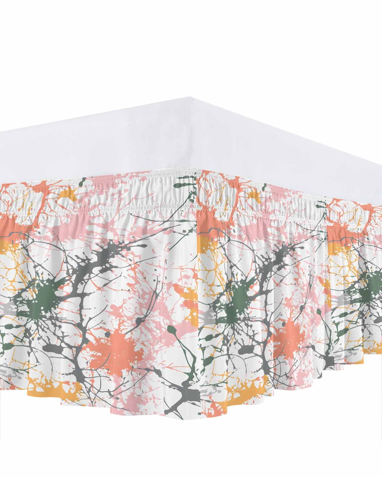 Sputtering Effect Bed Skirt California King Size 18" Drop Pink Orange ...