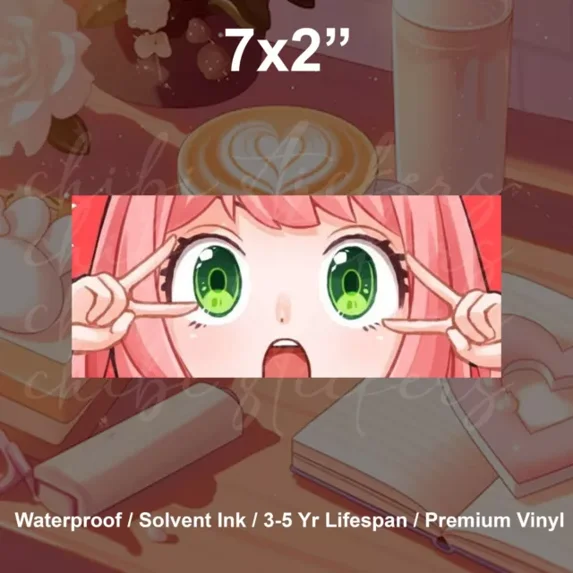 Spy Family Anya Pink Hair Vinyl Sticker Waterproof Anime Green Eyes ...