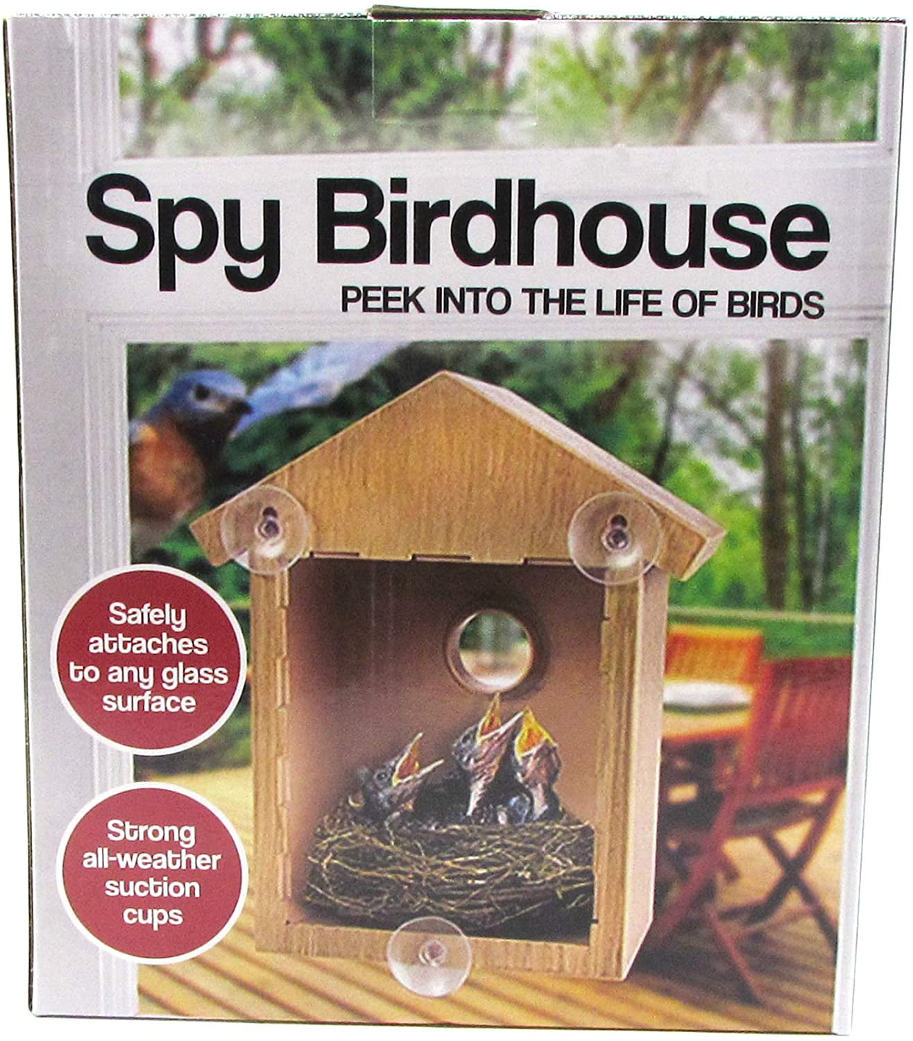 Spy House Two Way Mirrored Bird House - Window Mounted Nesting Box with ...