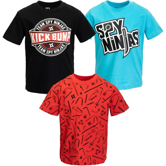 Spy Ninjas Merchandise: Big Boys 3 Pack T-Shirts with Logo, Suitable ...