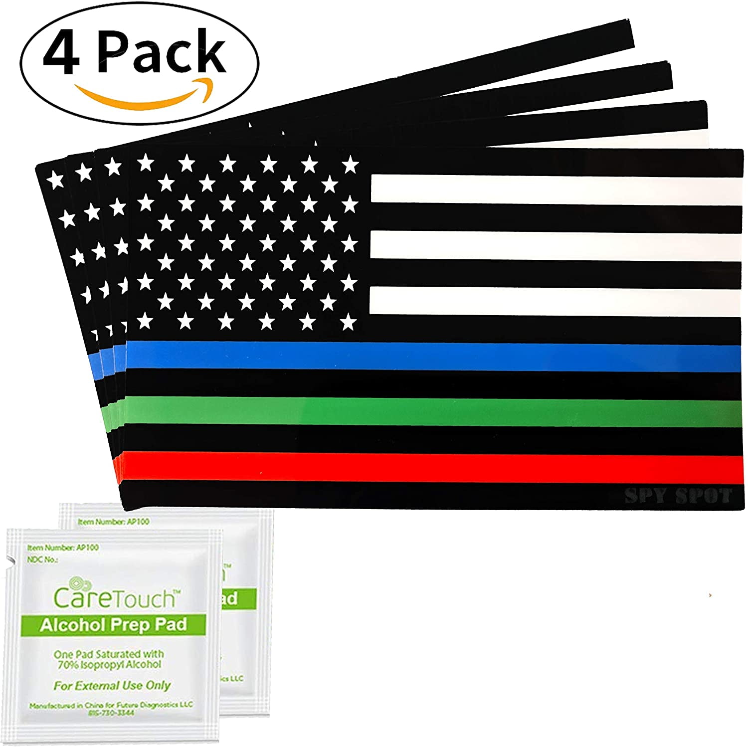Spy Spot Set of 4 American Flag USA Blue Line Law Enforcement Green ...