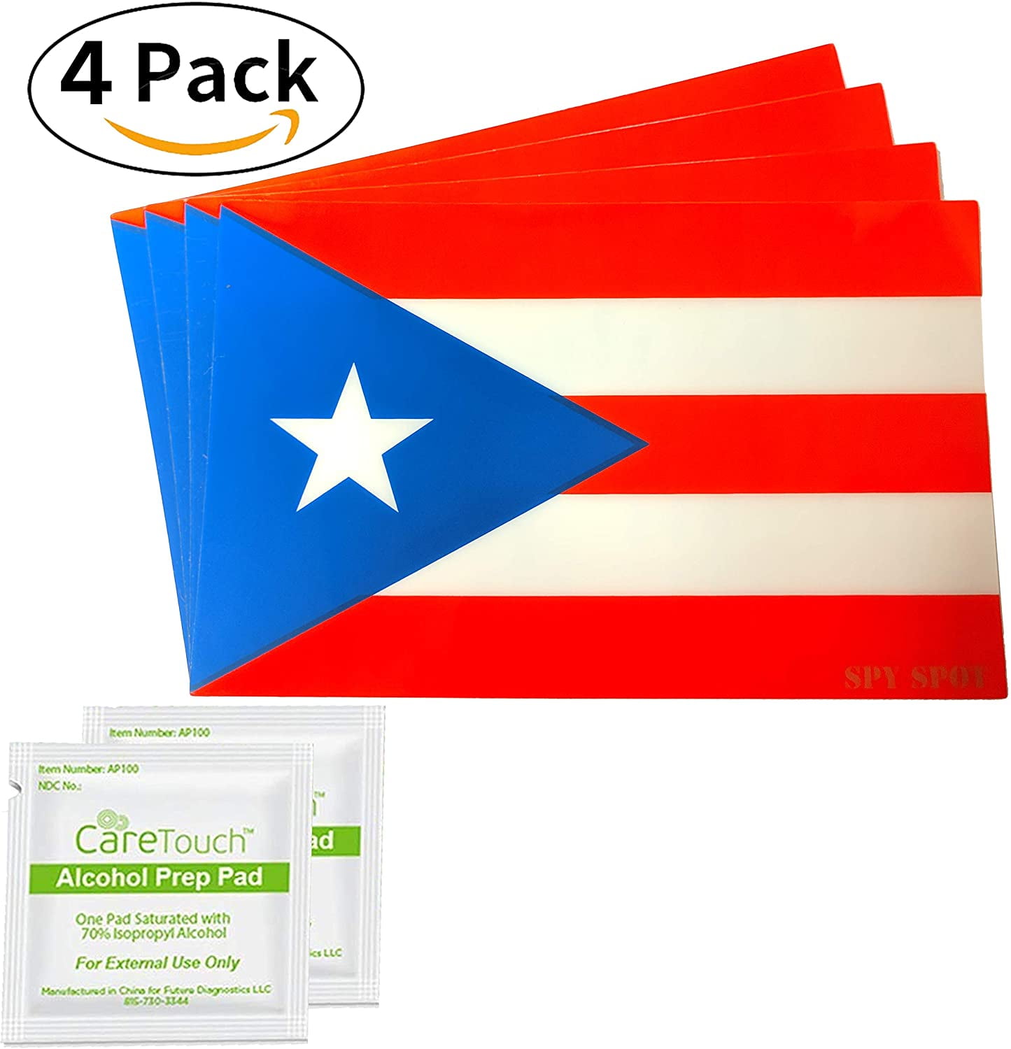 Spy Spot Set of 4 Puerto Rico Flag Vinyl Sticker 4" x 2.5" Decals UV ...