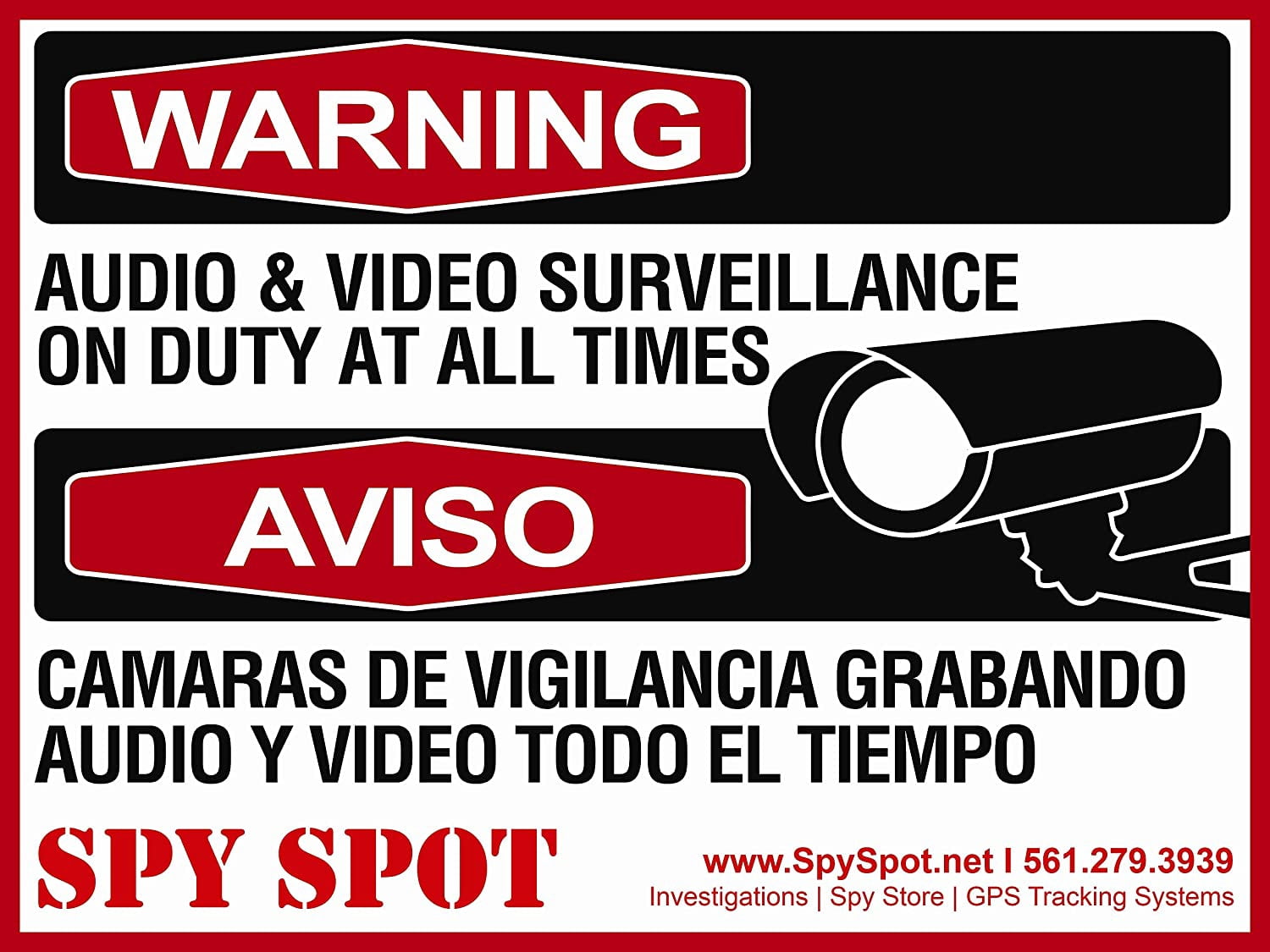 Spy Spot X Large 15" x 12" Audio & Video Surveillance Stickers Vinyl UV ...