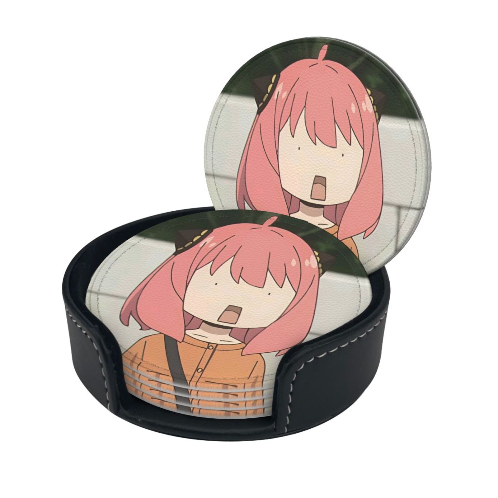 Spy X Family Anime Funny Coasters,6 Pcs Leather Coasters That Protect ...