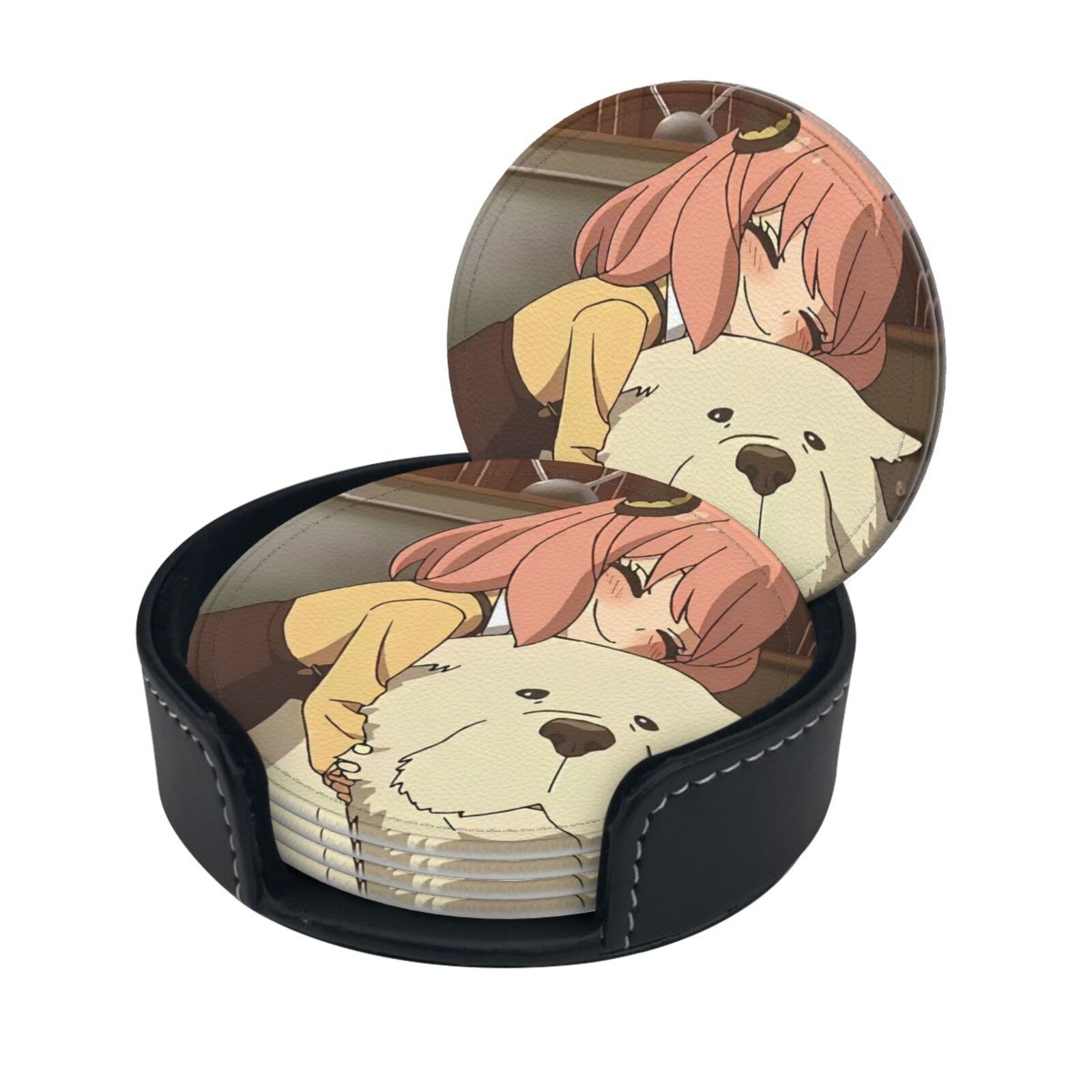 Spy X Family Anime Funny Coasters,6 Pcs Leather Coasters That Protect ...