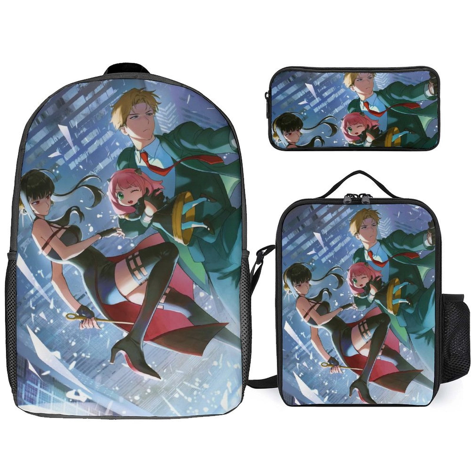 Spy X Family Anime Print School Bag 3 Pcs Set, Backpack, Lunch Bag ...