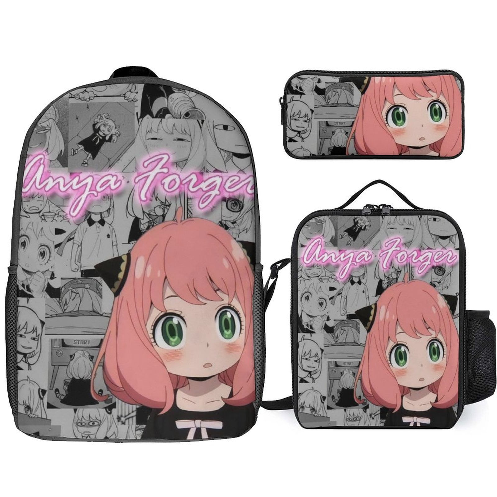 Spy X Family Anime Print School Bag 3 Pcs Set, Backpack, Lunch Bag ...