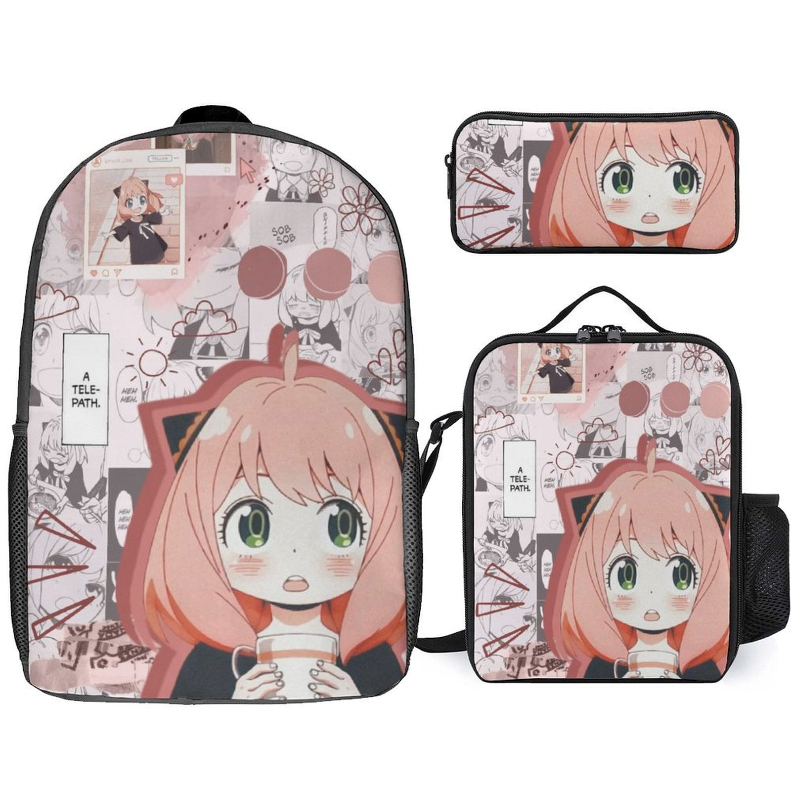 Spy X Family Anime Print School Bag 3 Pcs Set, Backpack, Lunch Bag ...