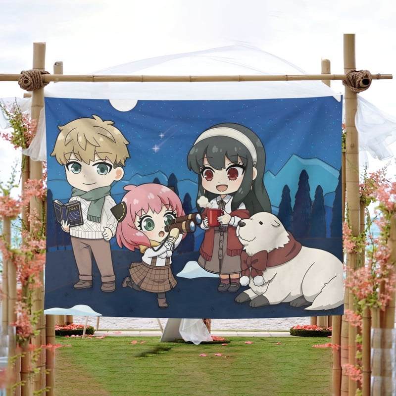 Spy family pattern wall hanging 50*60 inches high-quality peach skin ...