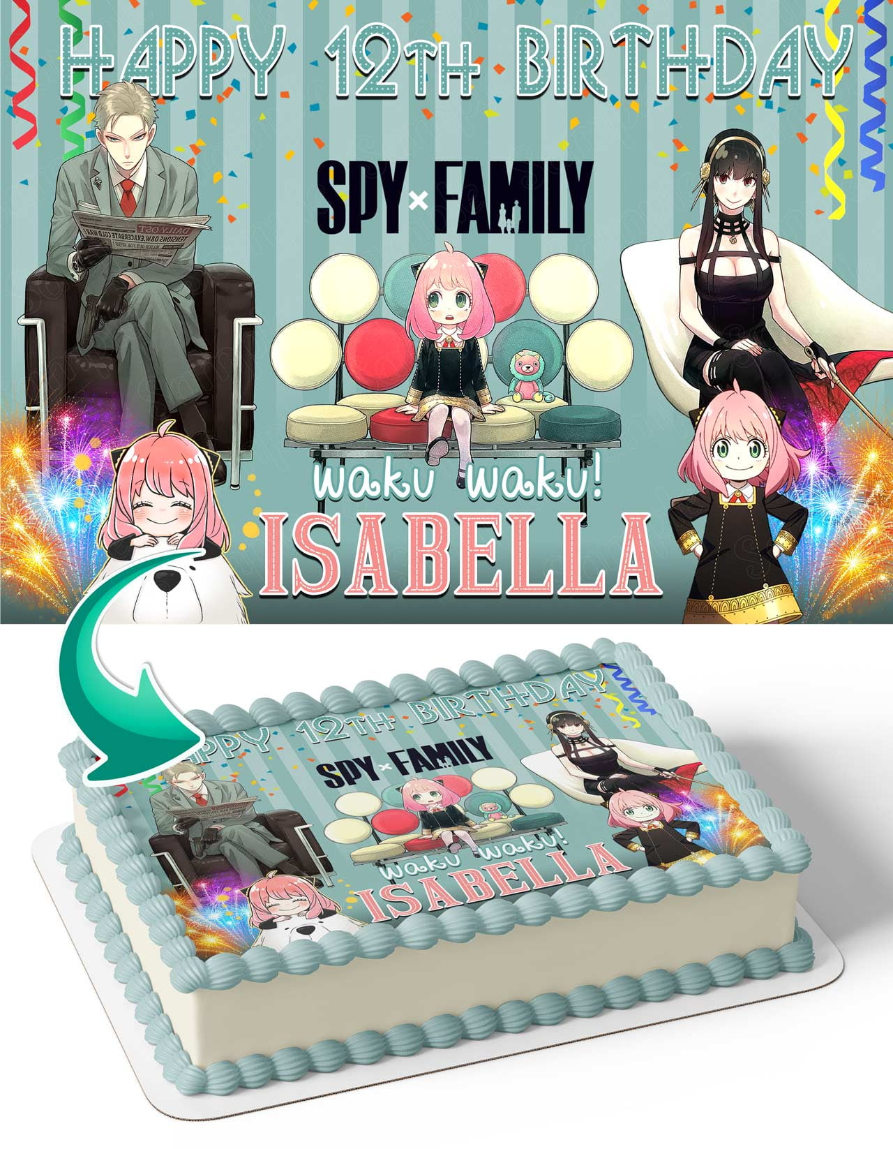 Spy x Family GR Edible Image Cake Topper Personalized Birthday Sheet ...