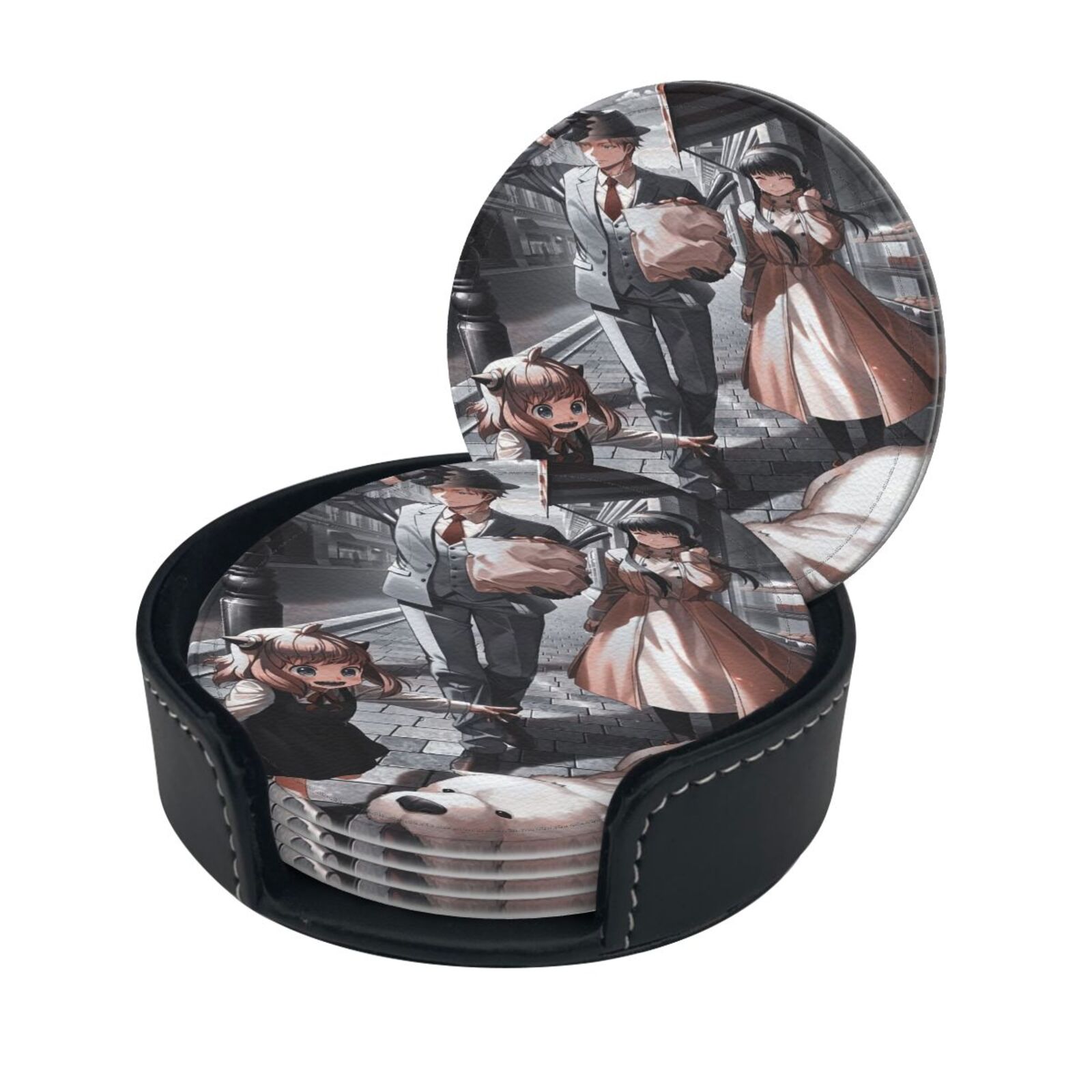Spy x Family anime Funny coasters,6 Pcs leather coasters that protect ...